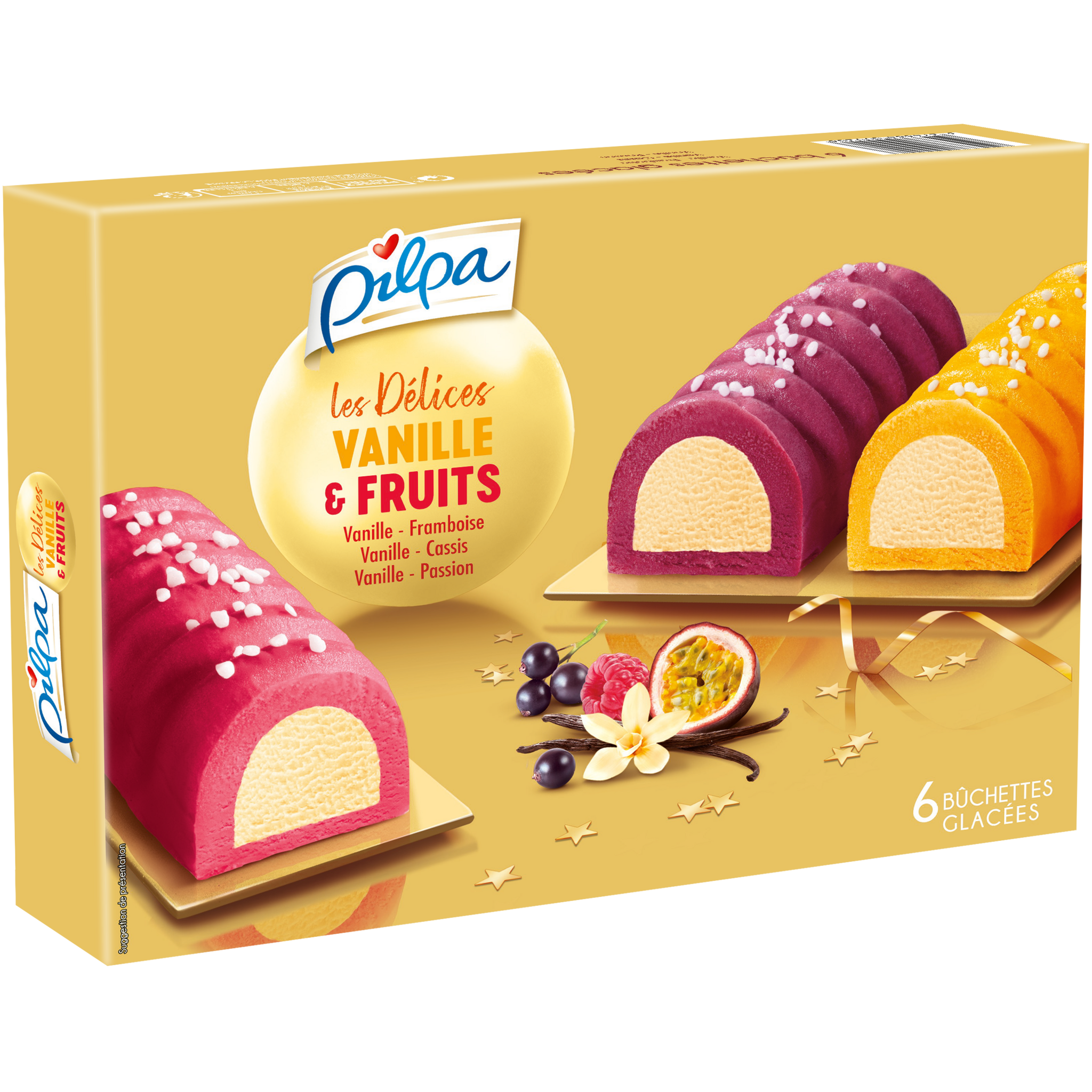 PILPA Bûchette glacée délice vanille et fruits 6 pièces 351g pas cher ...