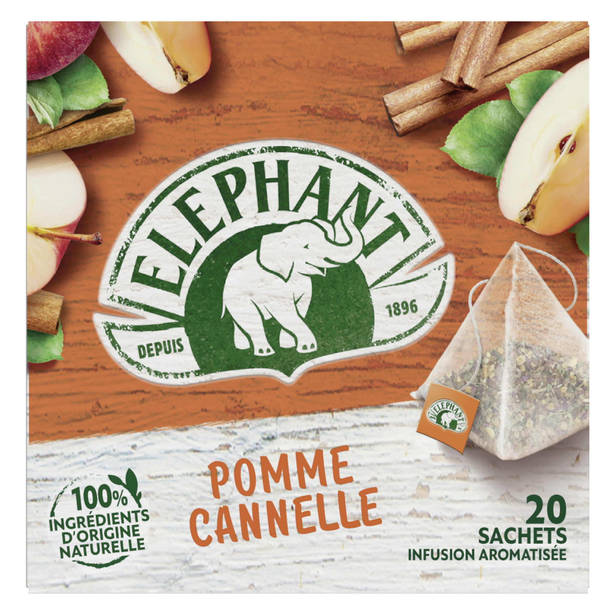 ELEPHANT Infusion pomme cannelle 20 sachets 36g pas cher - Auchan.fr