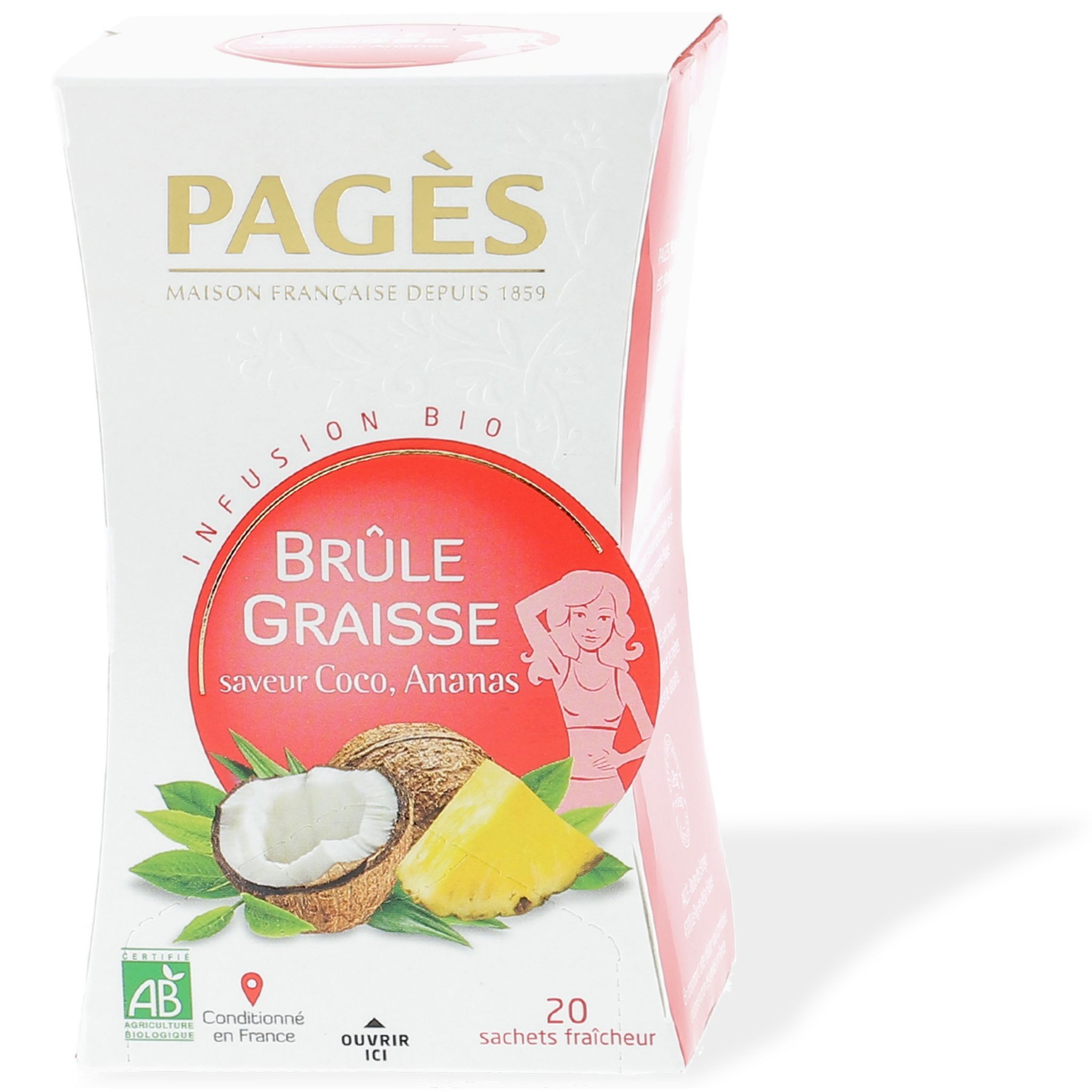 PAGES Infusion brûle graisse coco ananas bio 20 sachets 30g pas cher ...