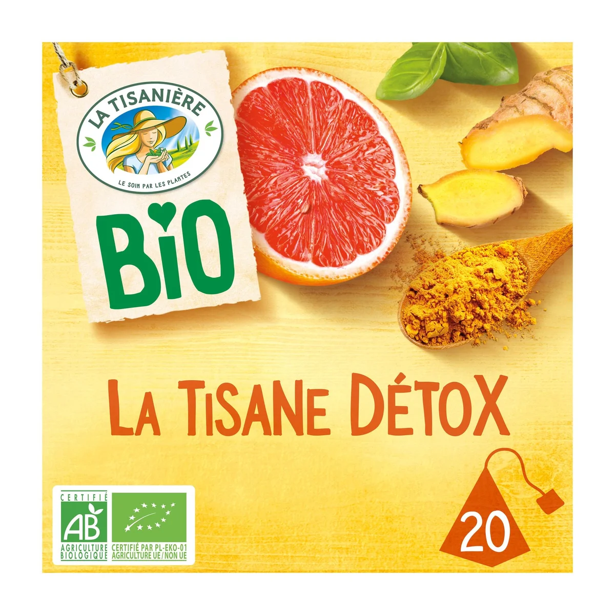 LA TISANIERE Infusion bio detox curcuma basilic et gingembre 20 sachets ...