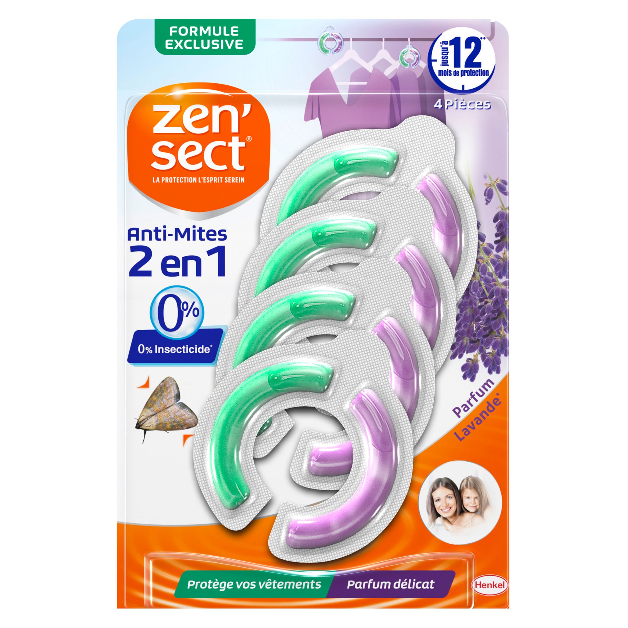 ZENSECT Anti-mites textile parfumé lavande 4x3 mois 4 pièces pas cher ...