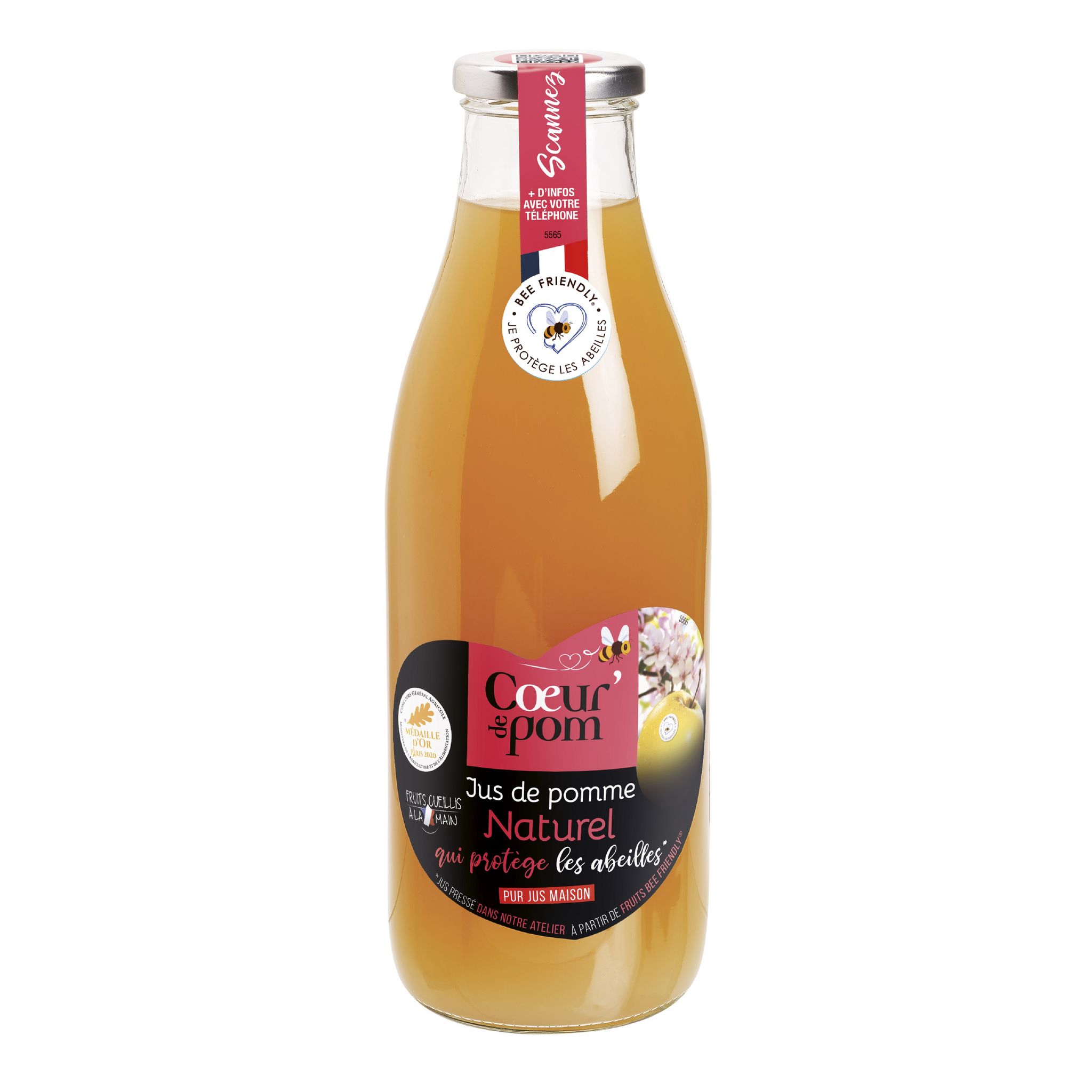 COEUR DE POM' Pur jus de pomme naturel bouteille verre 75cl pas cher ...