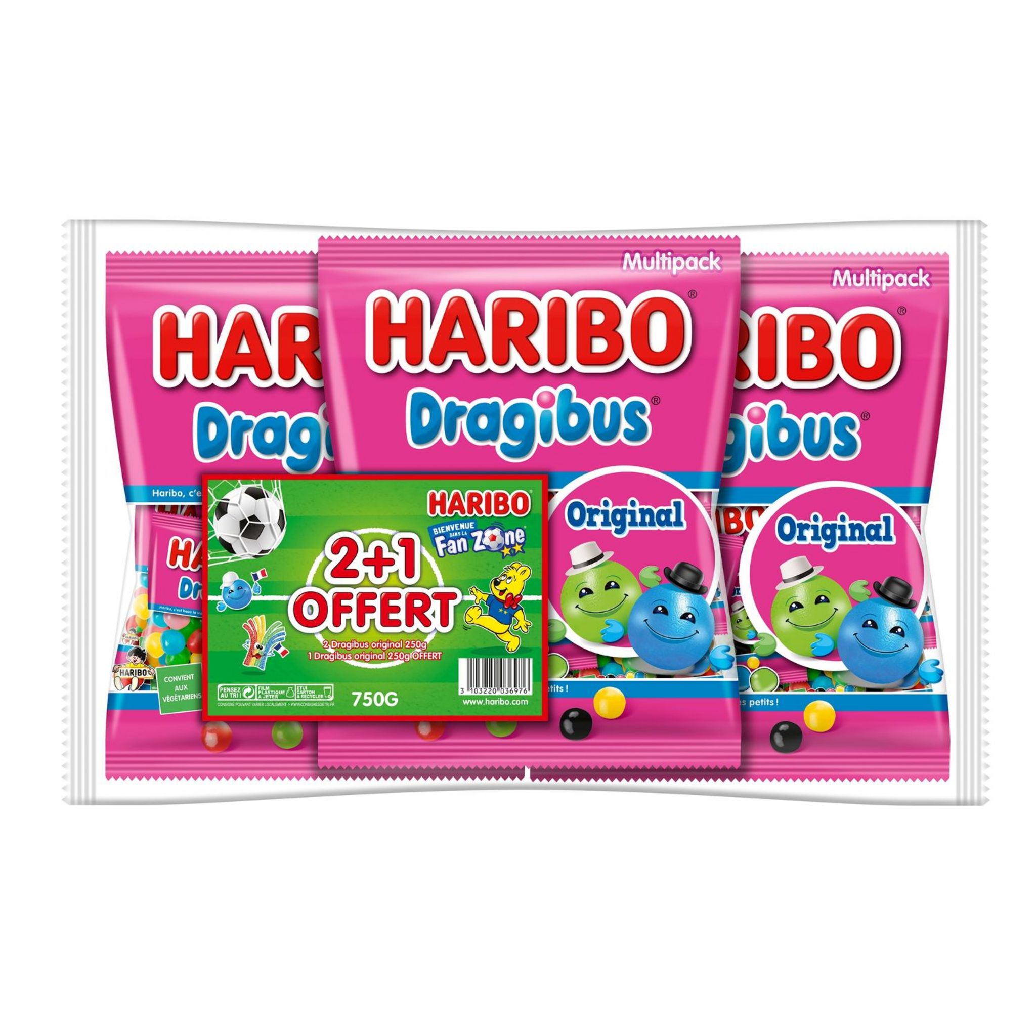 HARIBO Bonbons Dragibus original 2x250g +1 offert pas cher - Auchan.fr