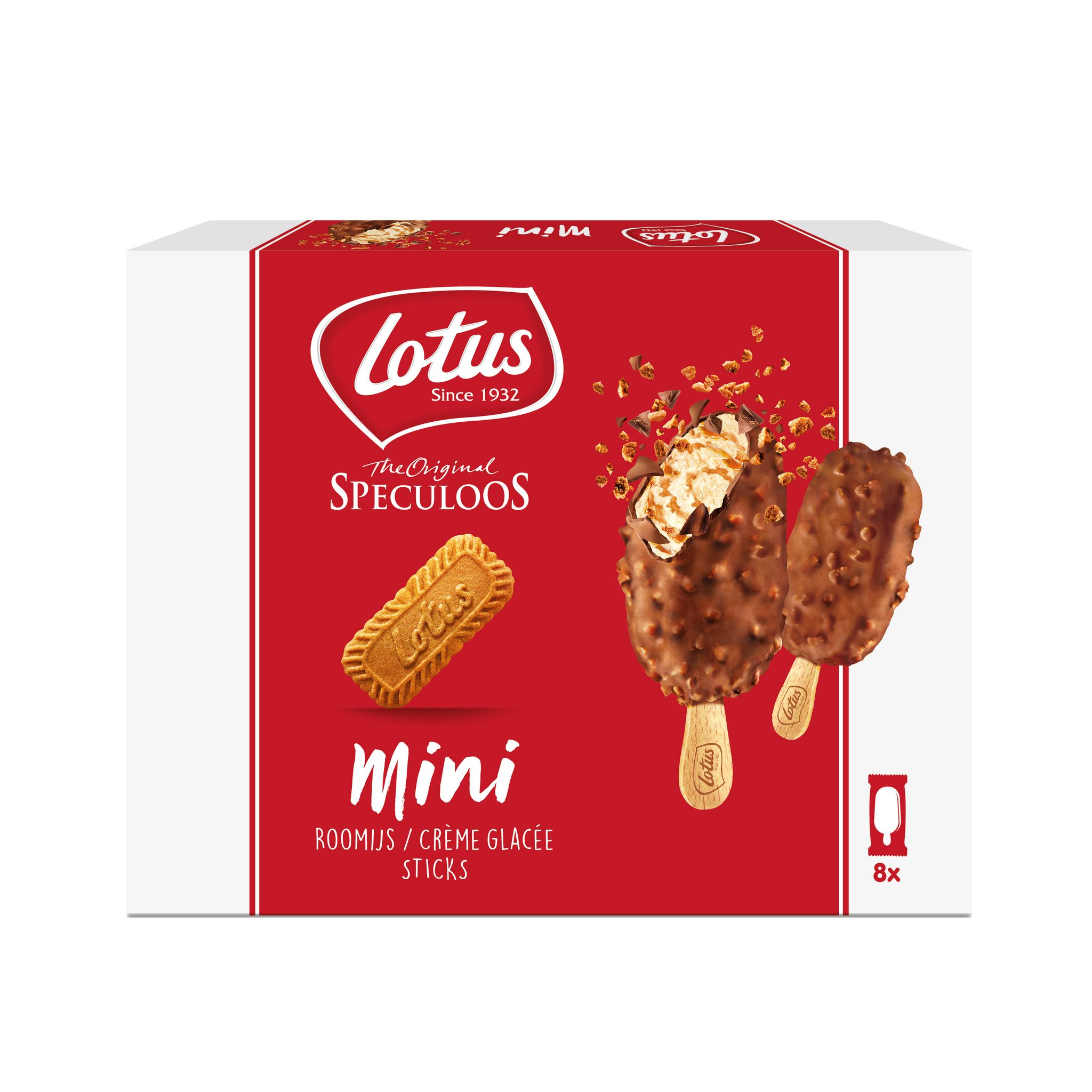 LOTUS Mini bâtonnet glacé au spéculoos 8 pièces 292g pas cher - Auchan.fr