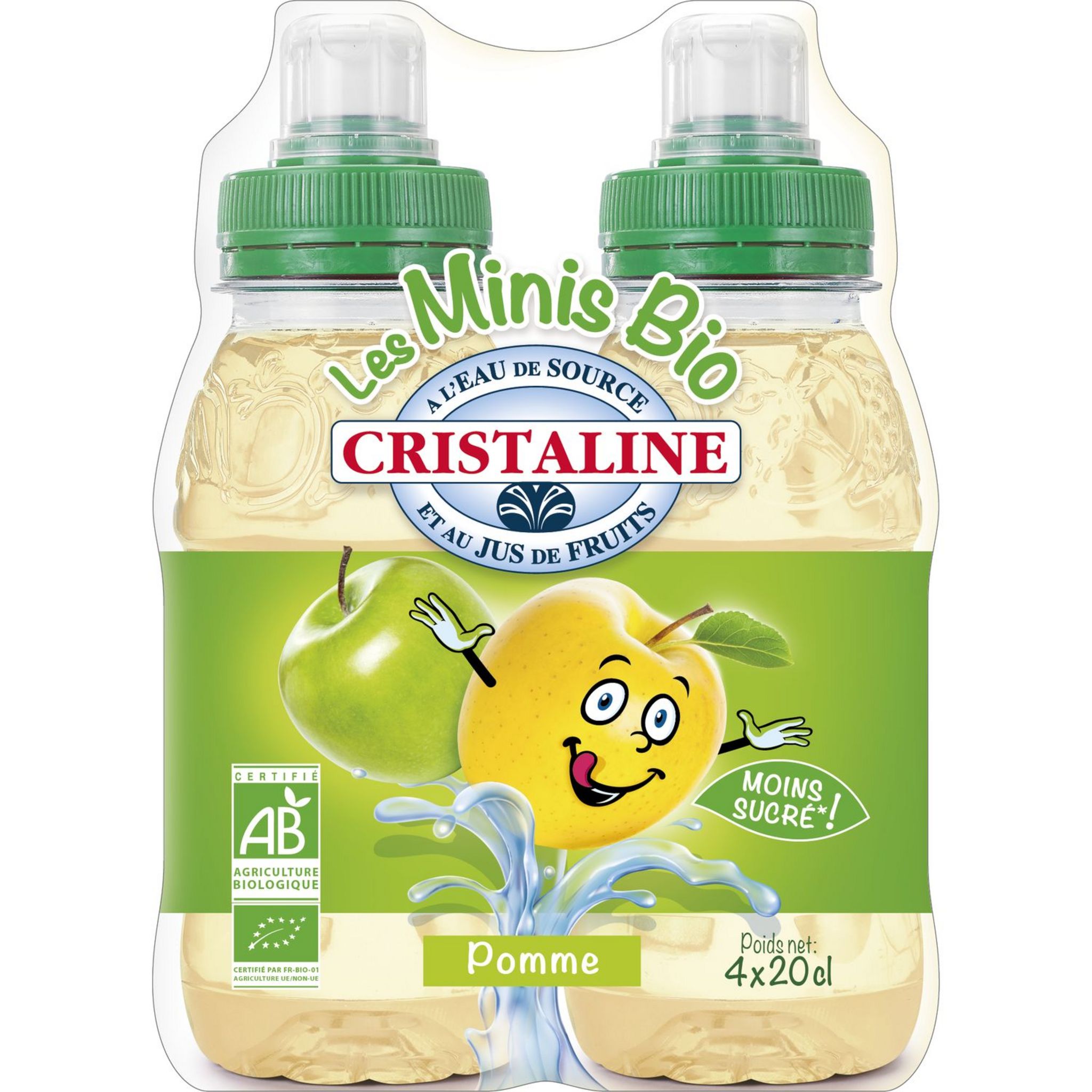 CRISTALINE Eau de source gazeuse aromatisée jus de pomme bio 4x20cl pas ...
