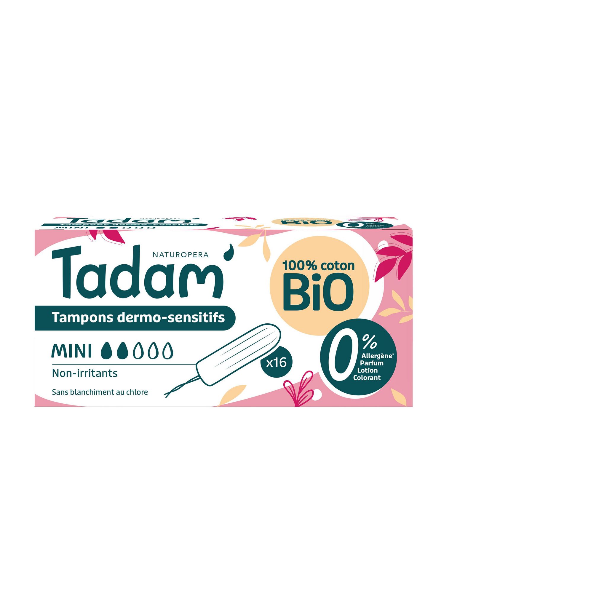 TADAM Tampons en coton bio sans applicateur ultra-absorbant mini 16 ...