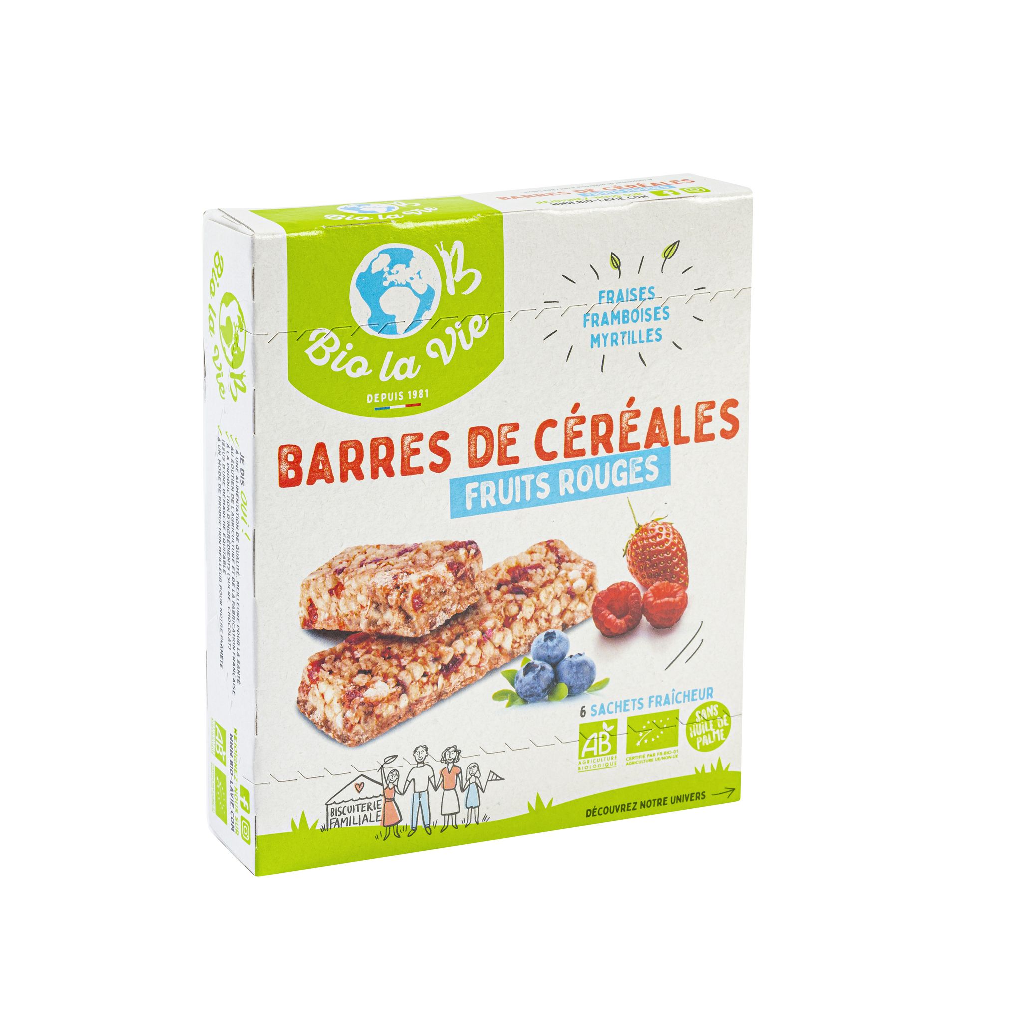 BIO LA VIE Barres de céréales fruits rouges sachets individuels 6 ...
