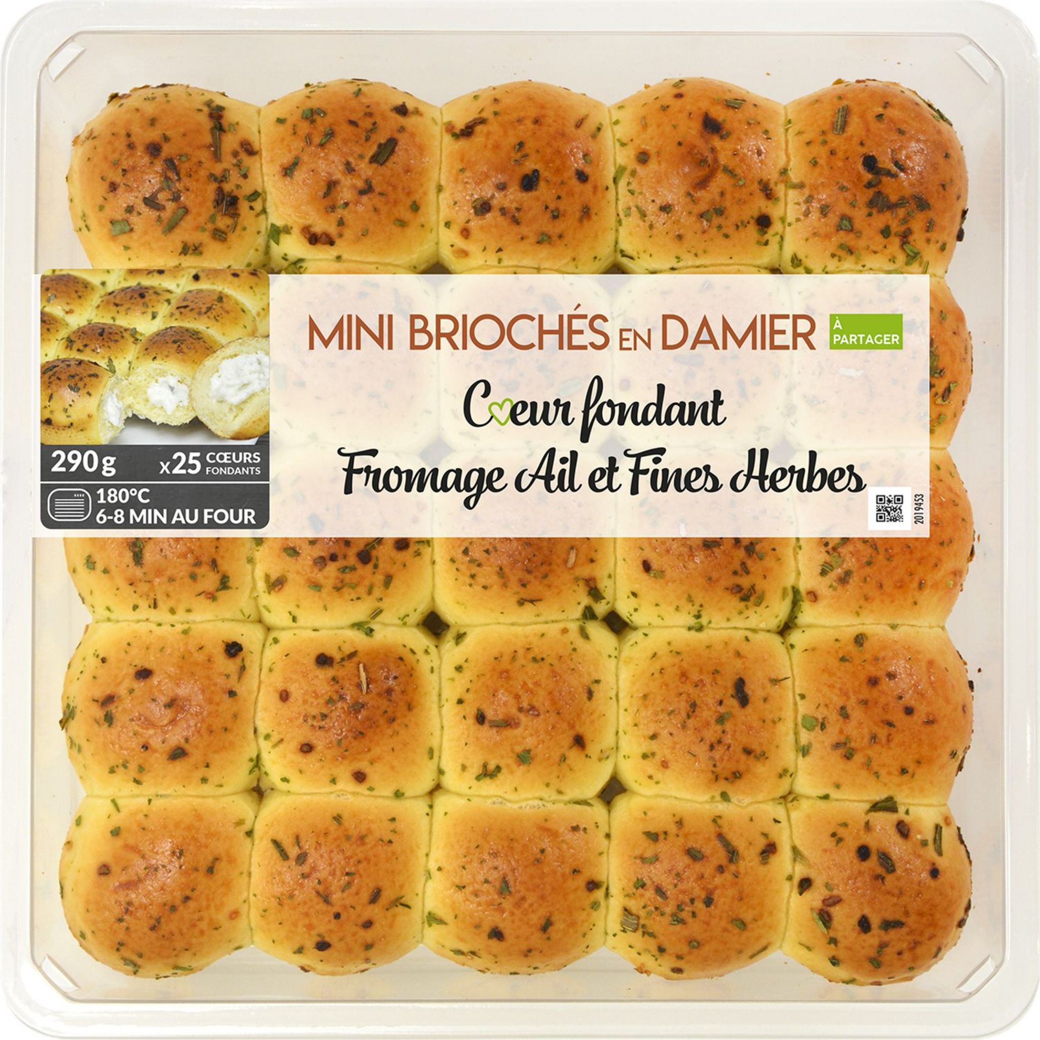 Mini briochés en damier coeur fondant ail et fines herbes 25 pièces ...