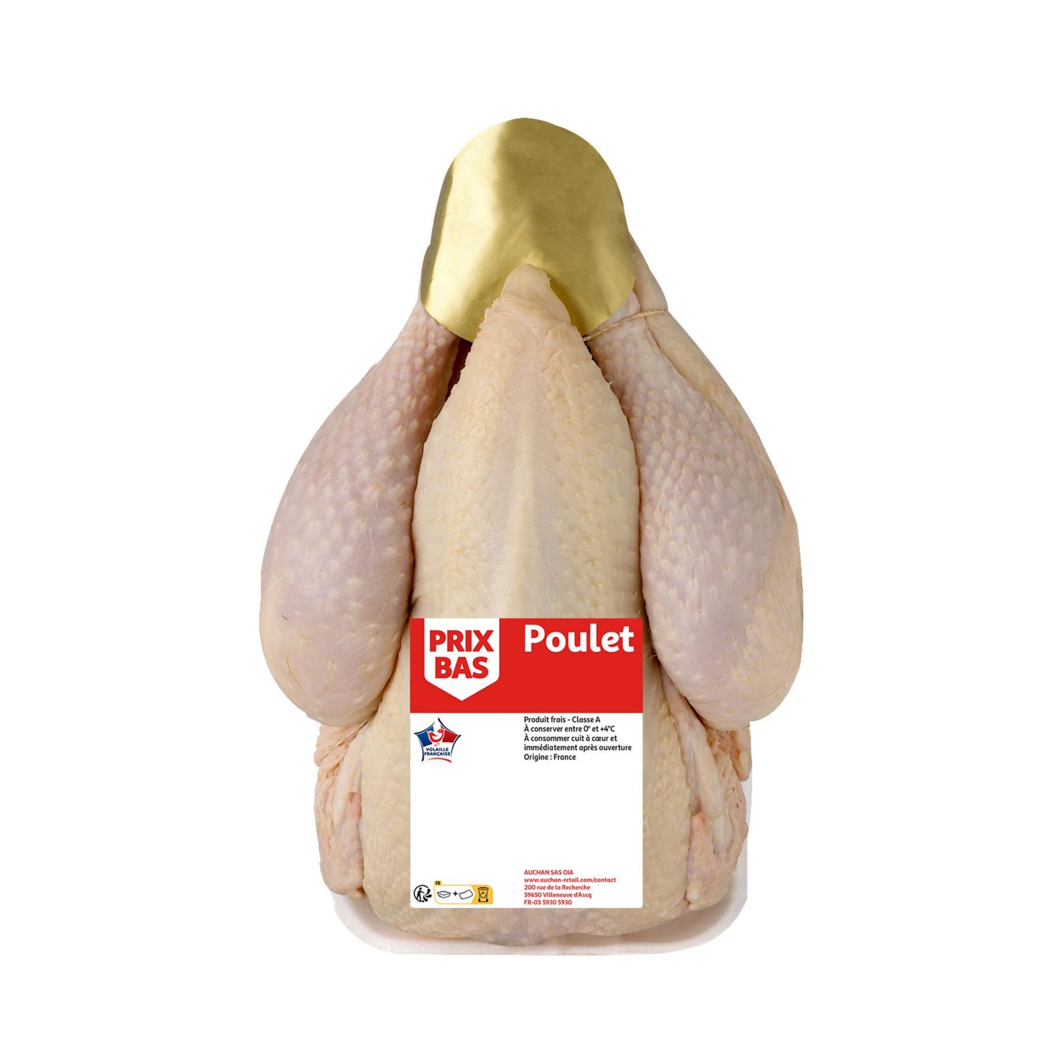 PRIX BAS Poulet entier blanc 1.1kg pas cher - Auchan.fr