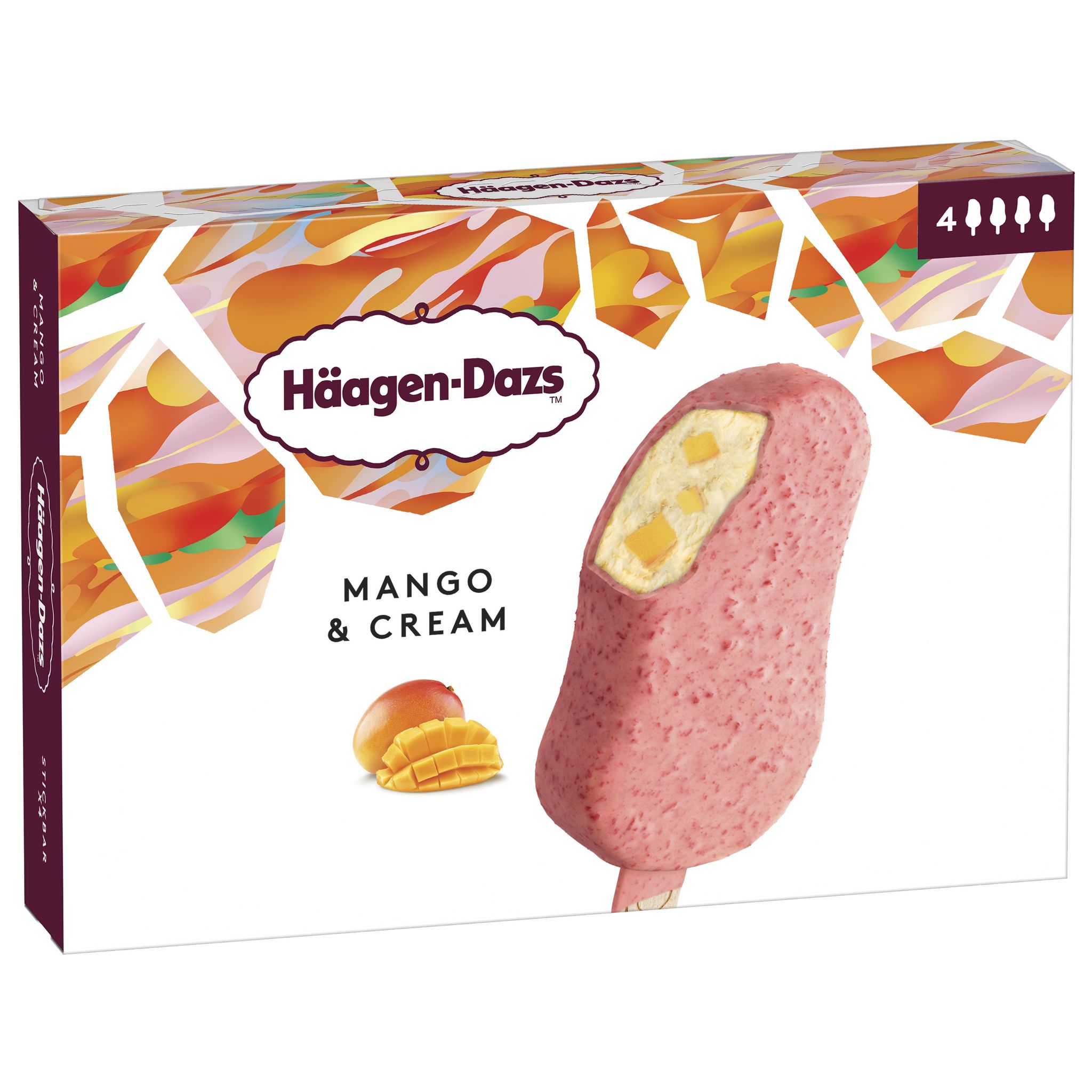 HAAGEN DAZS Bâtonnet glacé mango et cream 4 pièces 280g pas cher ...