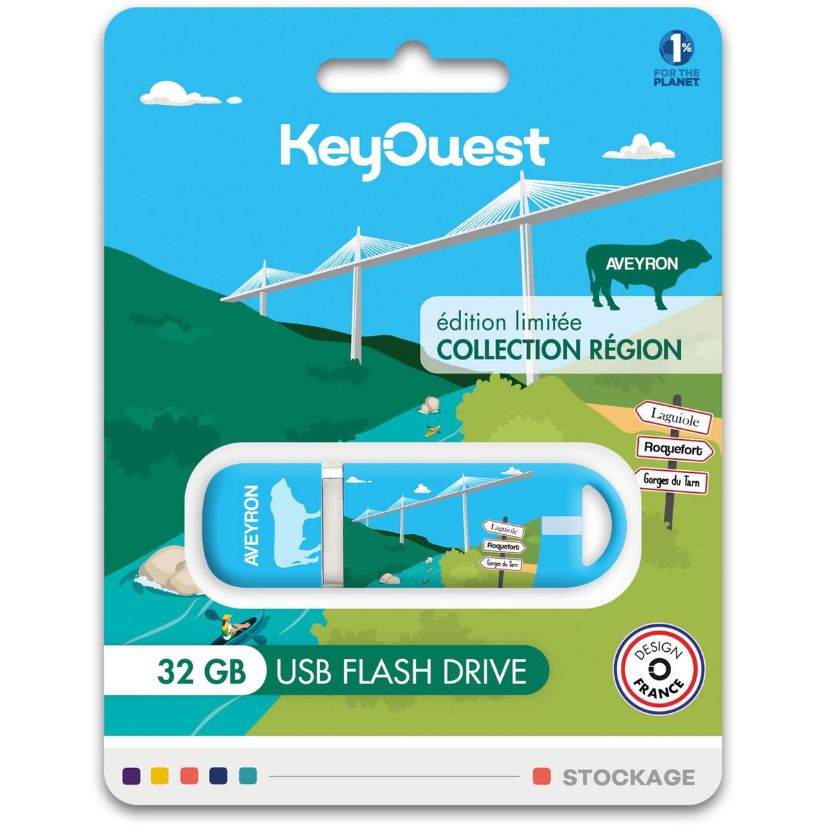 KEYOUEST Clé USB 32GO Aveyron - Bleu pas cher - Auchan.fr