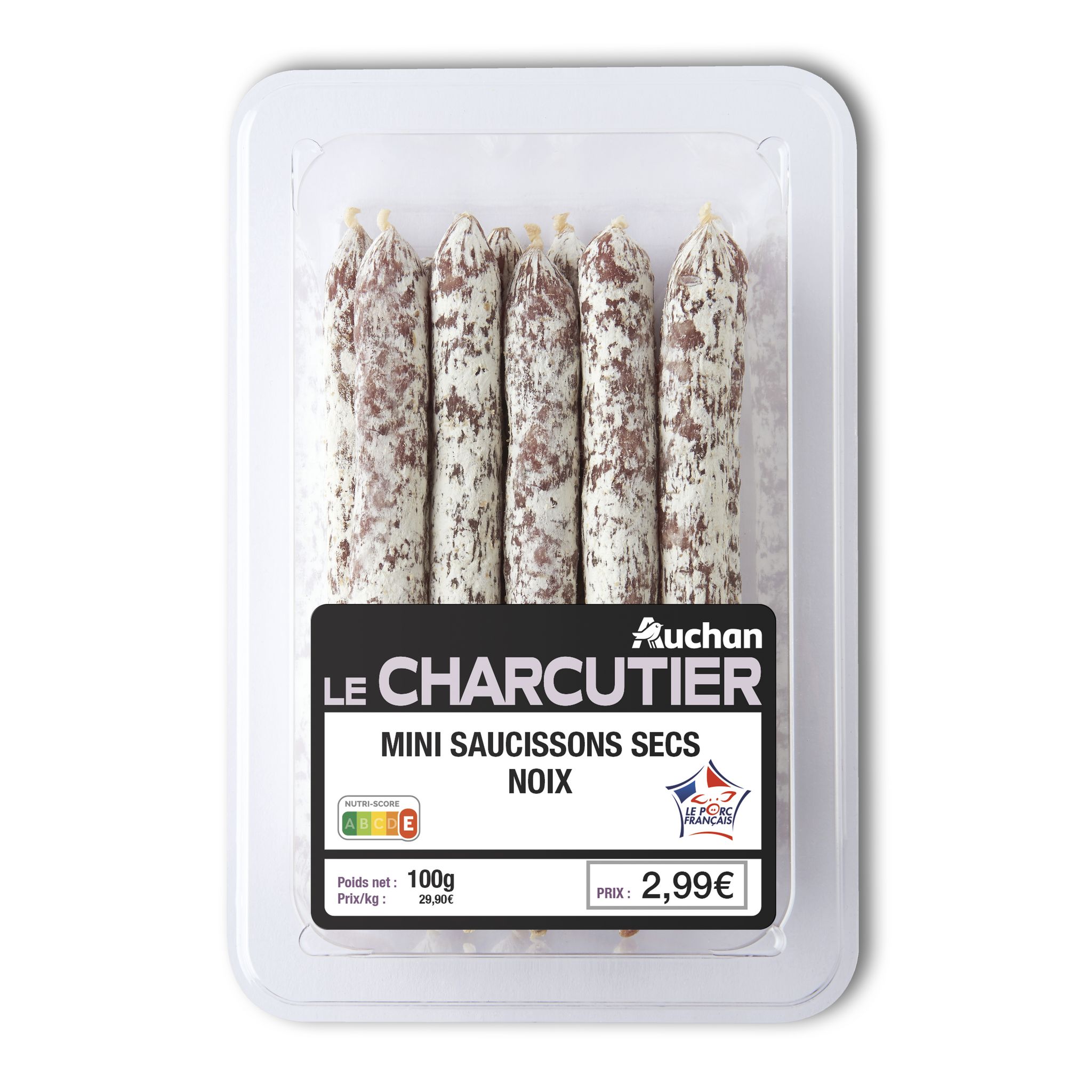 AUCHAN Mini saucisson aux noix 100g pas cher - Auchan.fr