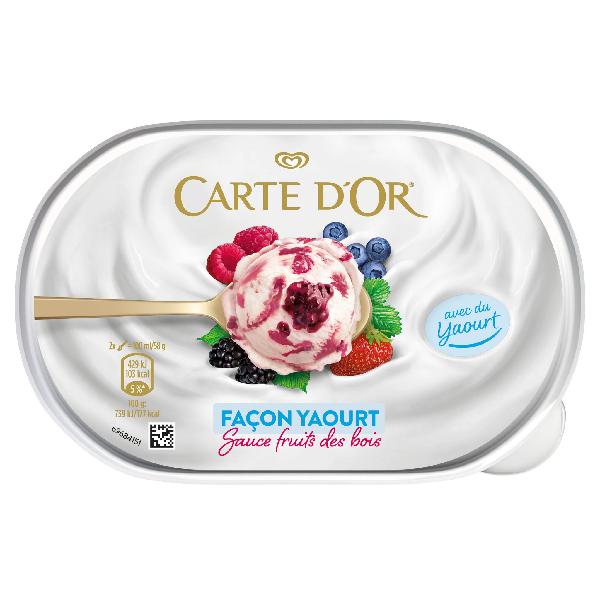 CARTE D'OR Crème glacée façon yaourt sauce fruits des bois 492g pas ...