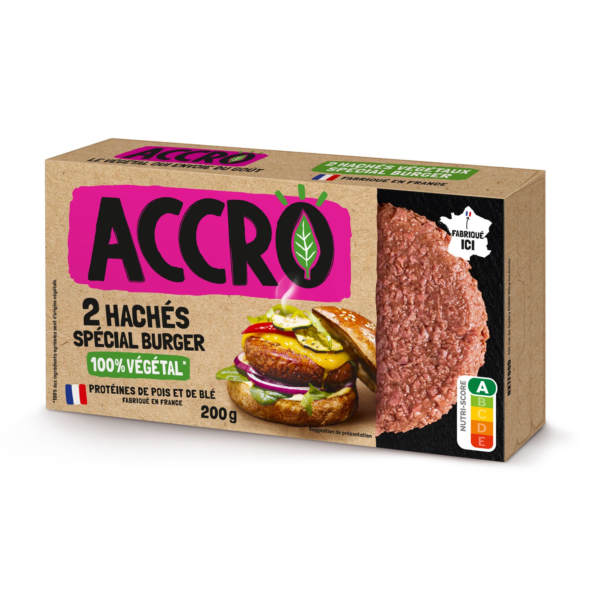 ACCRO Hachés végétal spécial burger 2 pièces 200g pas cher - Auchan.fr