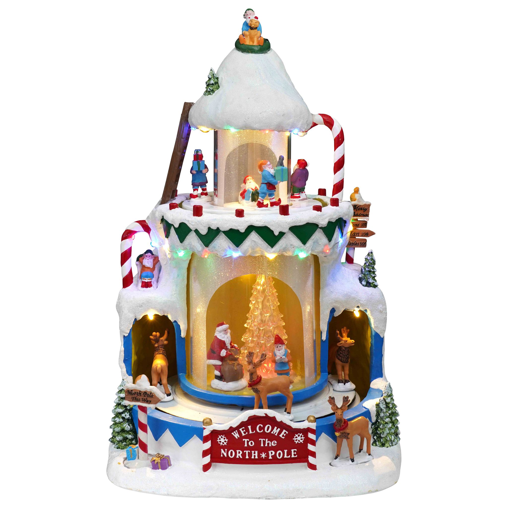 ACTUEL Scène du Pôle Nord avec musique - Village de Noël lumineux et ...