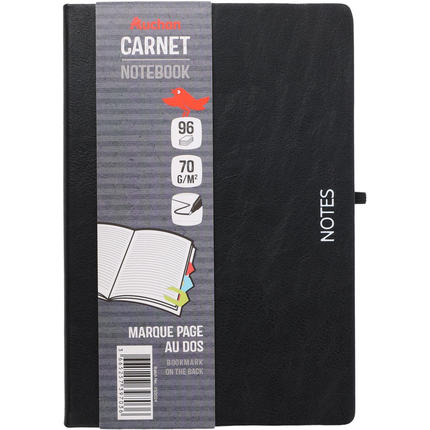 AUCHAN Carnet A5 96 pages couverture noir pas cher - Auchan.fr