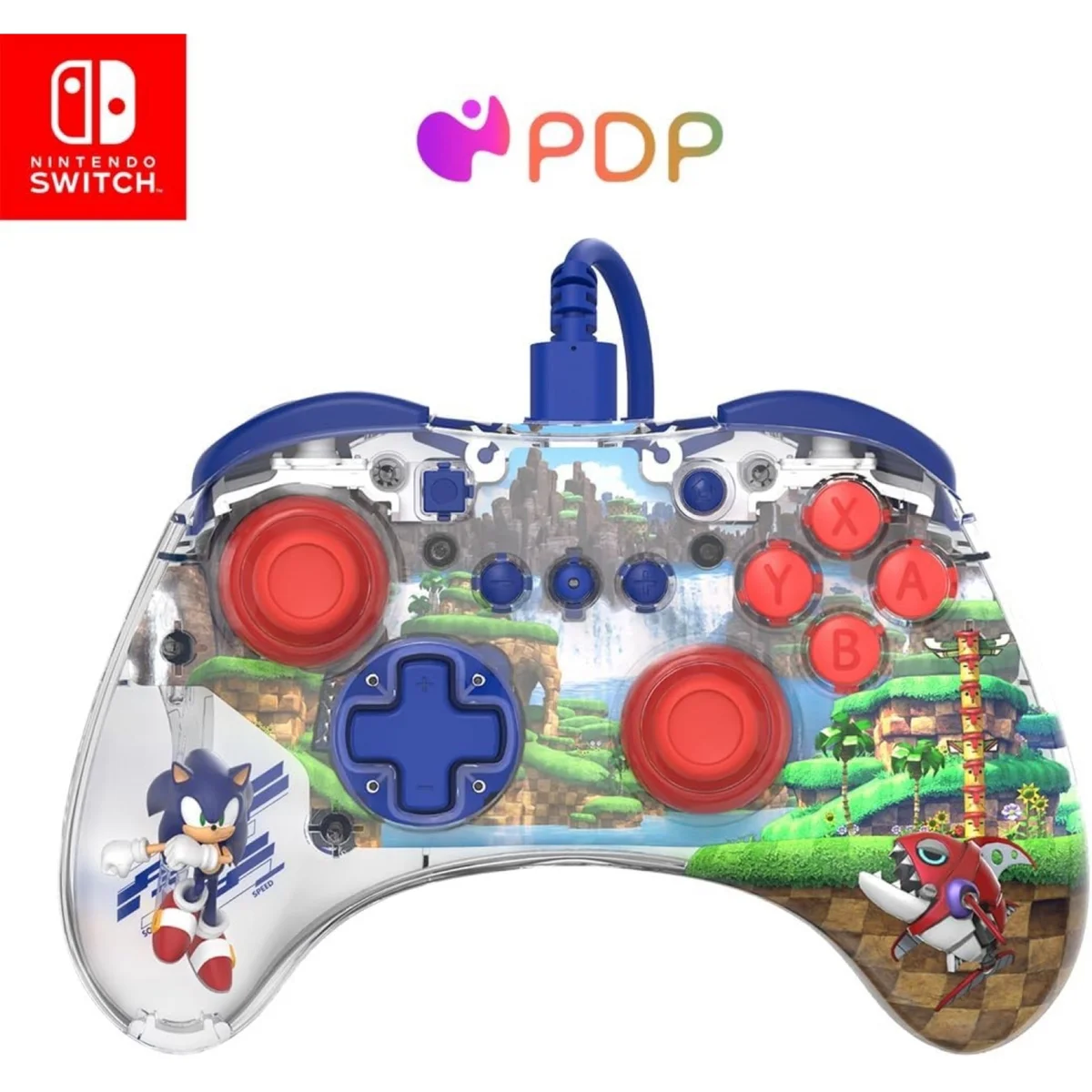 Manette Filaire Lumineuse Sonic Nintendo Switch pas cher - Auchan.fr