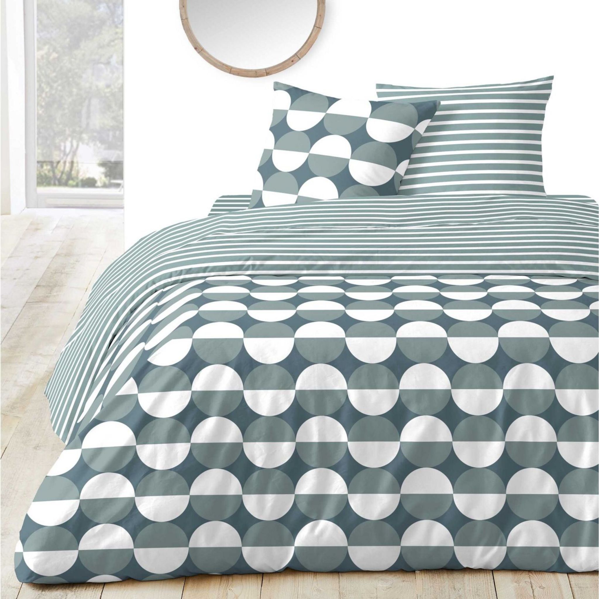Parure housse de couette en polycoton motif géométrique MODULE pas cher ...