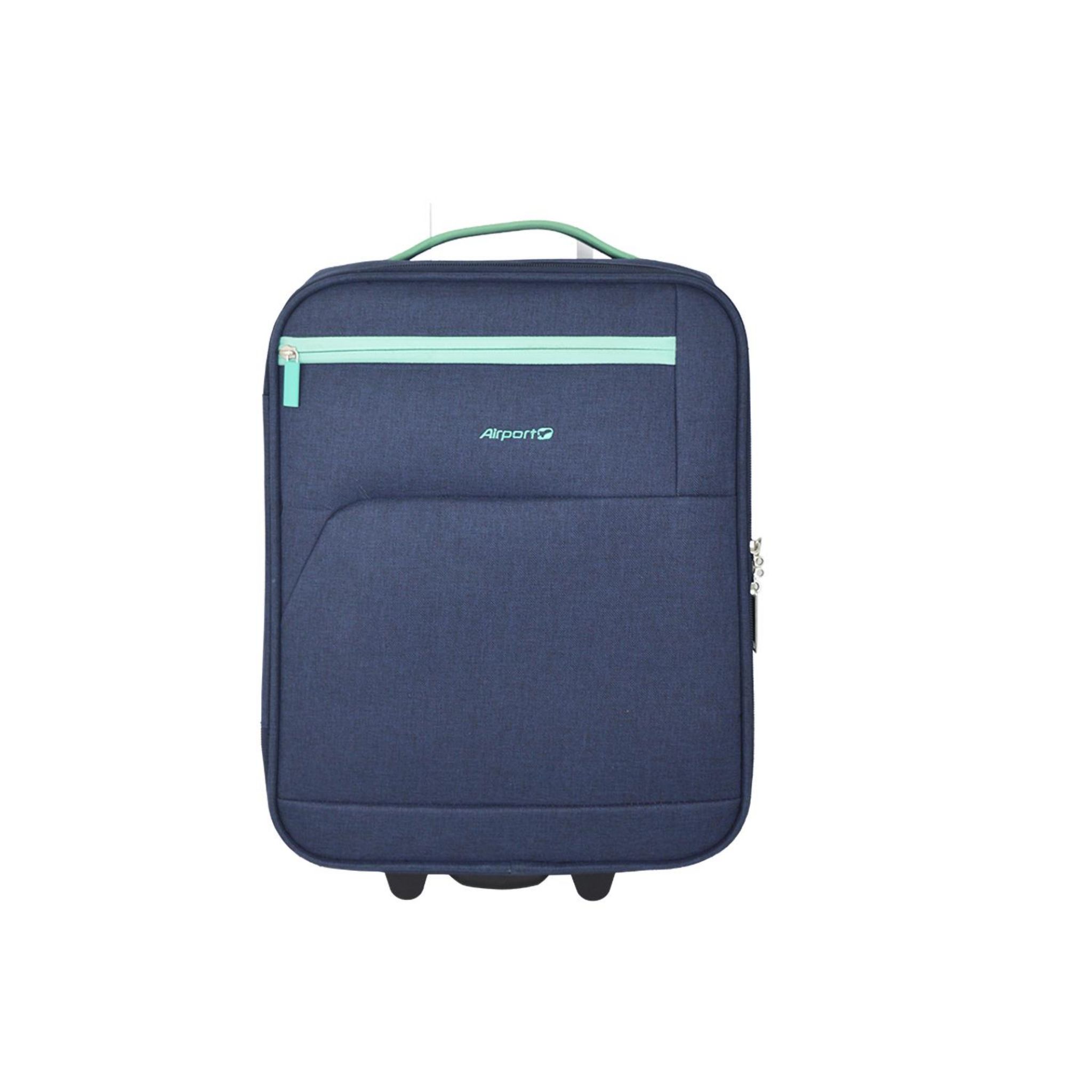 AIRPORT Valise souple polyester bleu 4 roues 45x33x18cm Citybreak pas ...