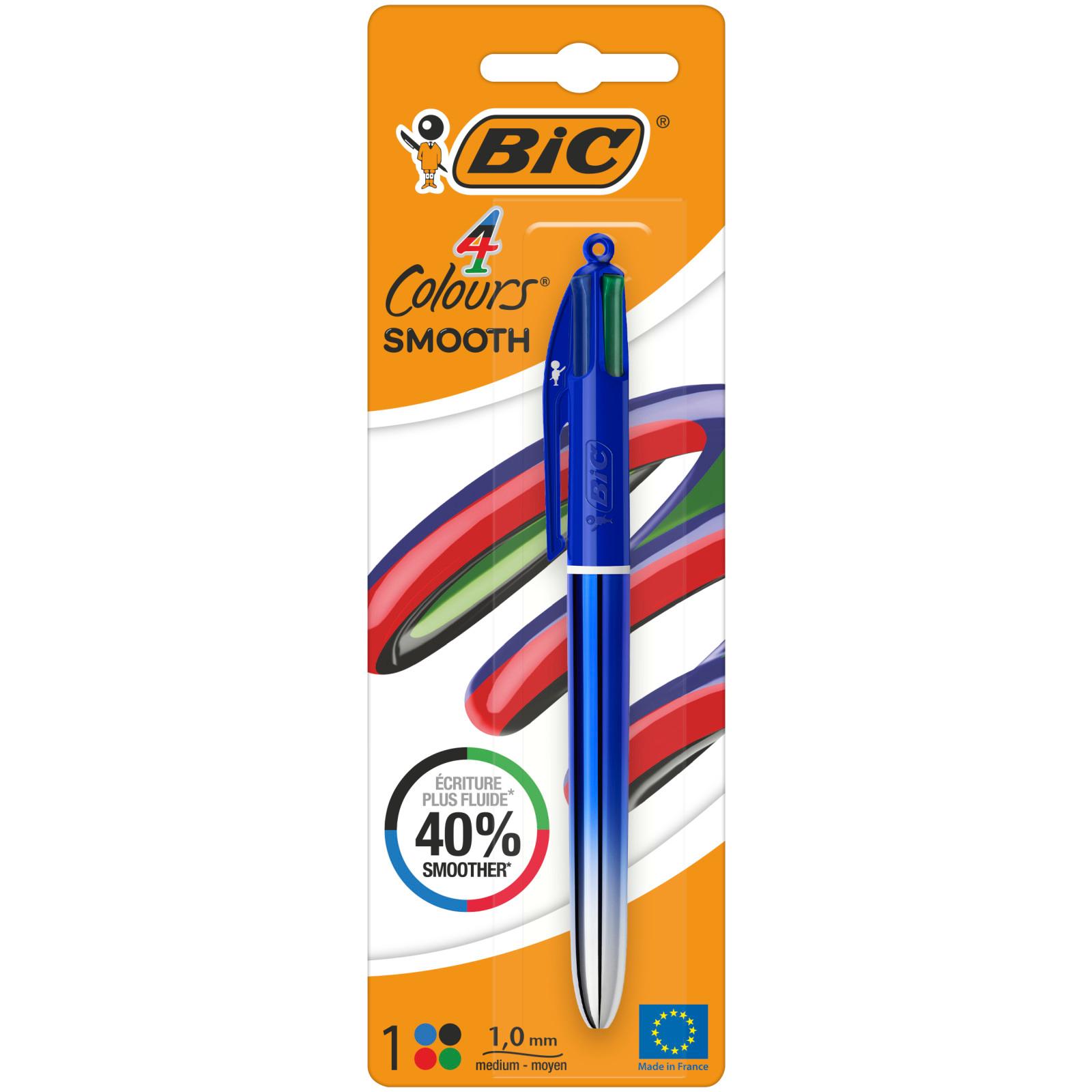 BIC Stylo bille 4 couleurs Smooth pas cher - Auchan.fr