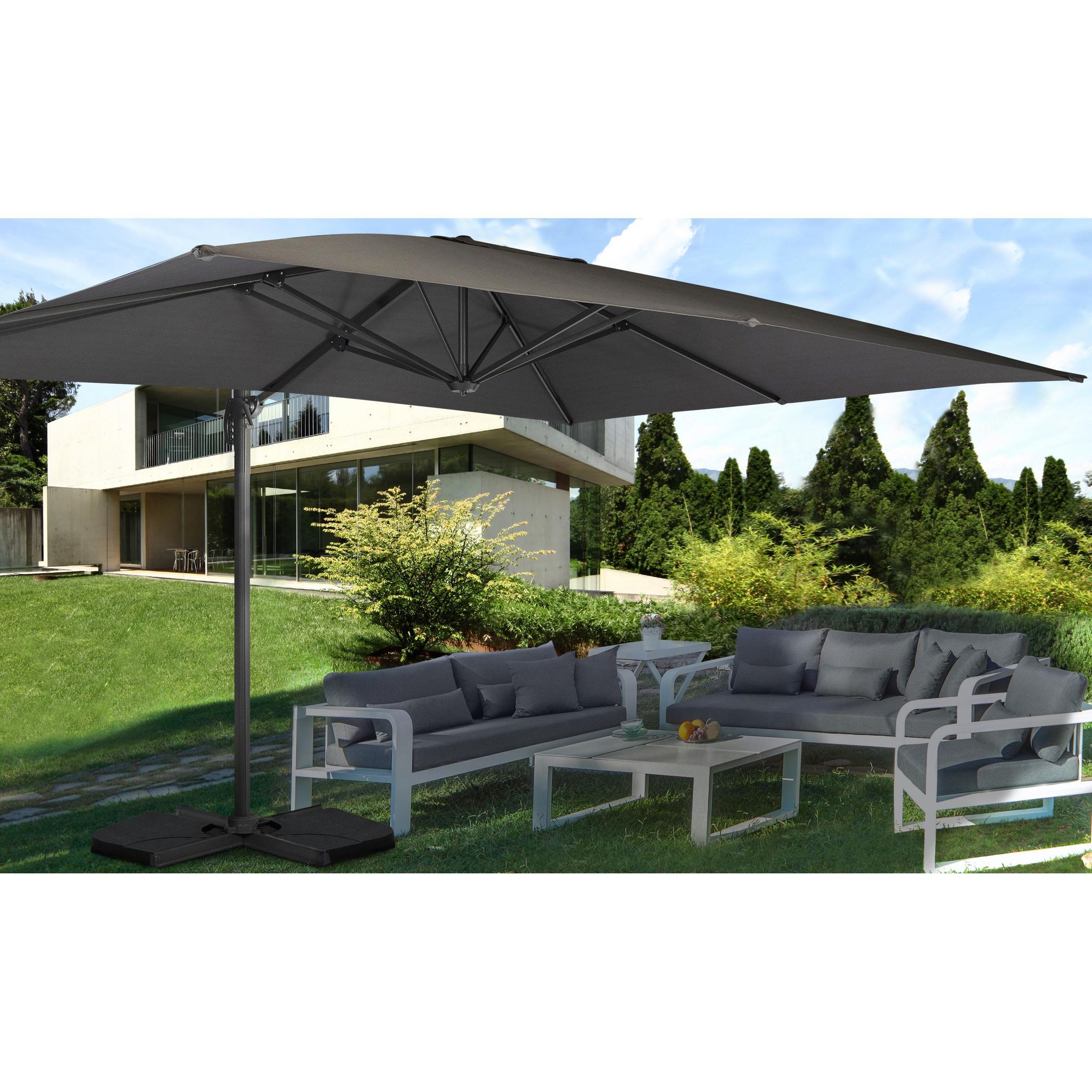 INKAZEN Parasol rectangulaire - 360° pivotant 4x3 m - gris - SOMBRA pas ...