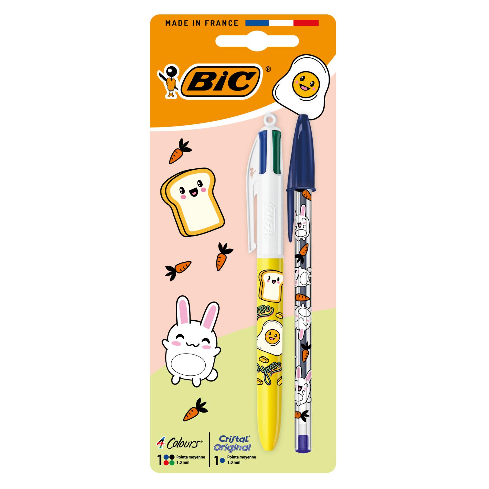 BIC Lot 1 crayon 4 couleurs + 1 cristal original bleu Kawai pas cher ...