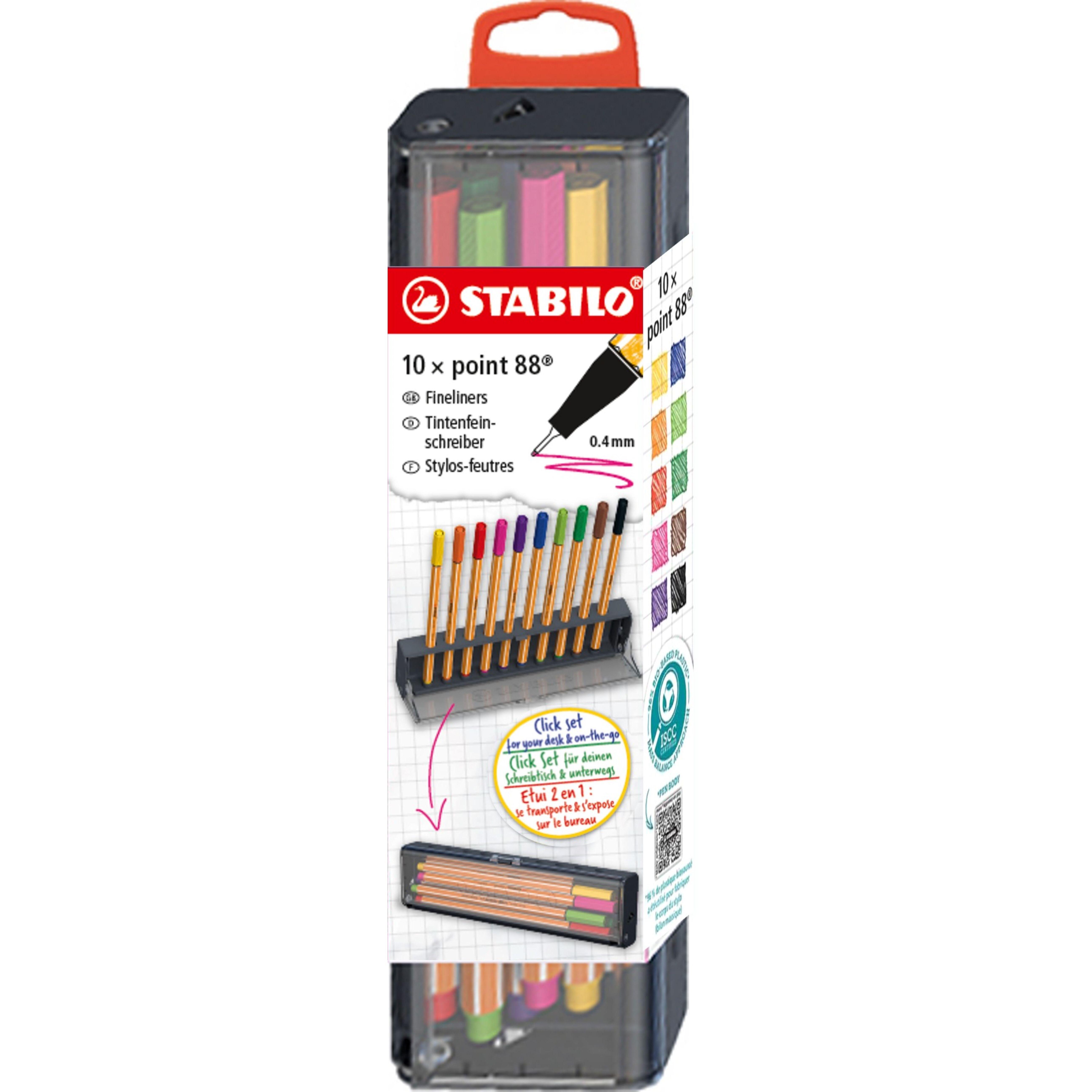 STABILO Feutres x10 Point 88 04mm Click Box pas cher - Auchan.fr