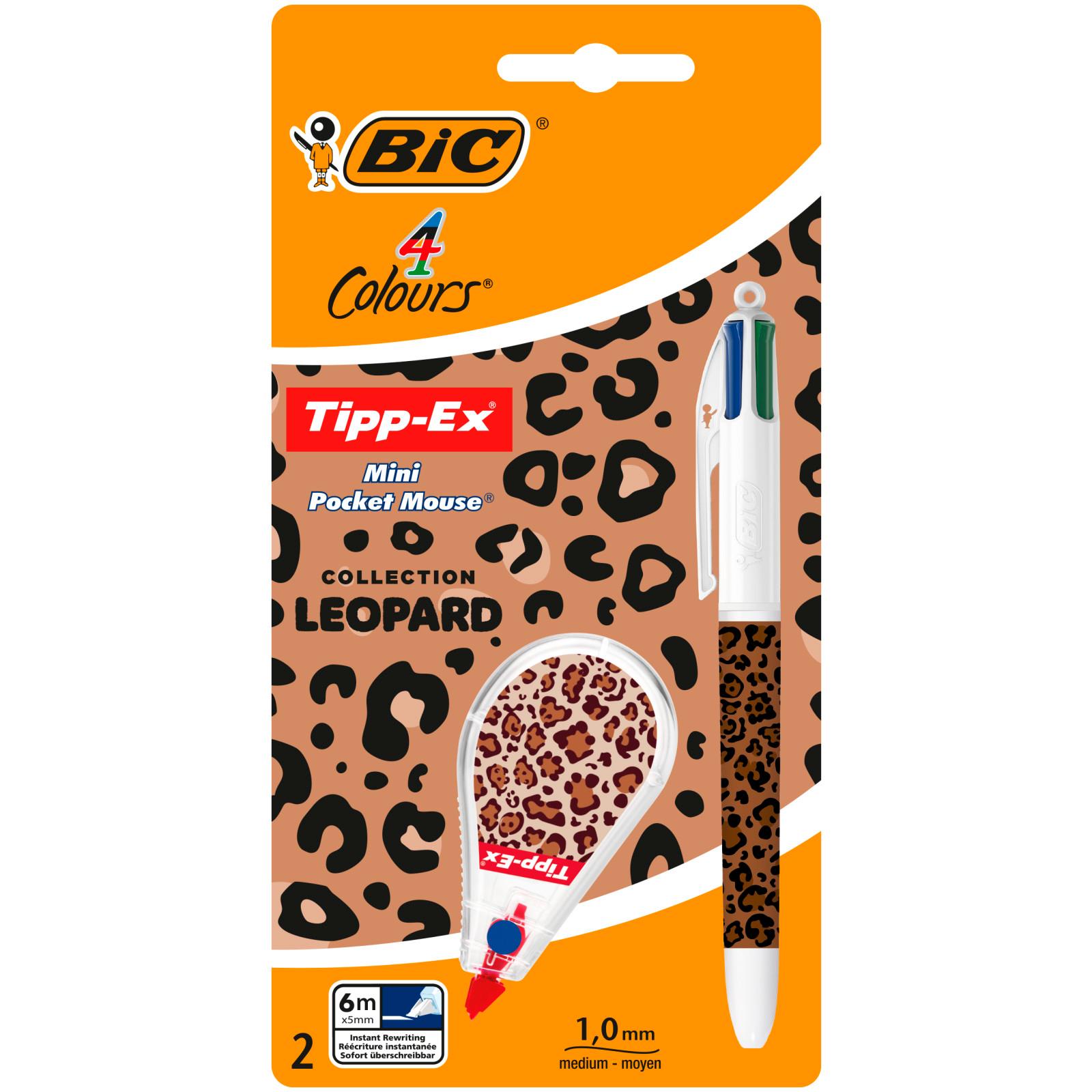 BIC Stylo 4 couleurs+Correcteur Tipp-Ex Mini Pocket Mouse Léopard pas ...