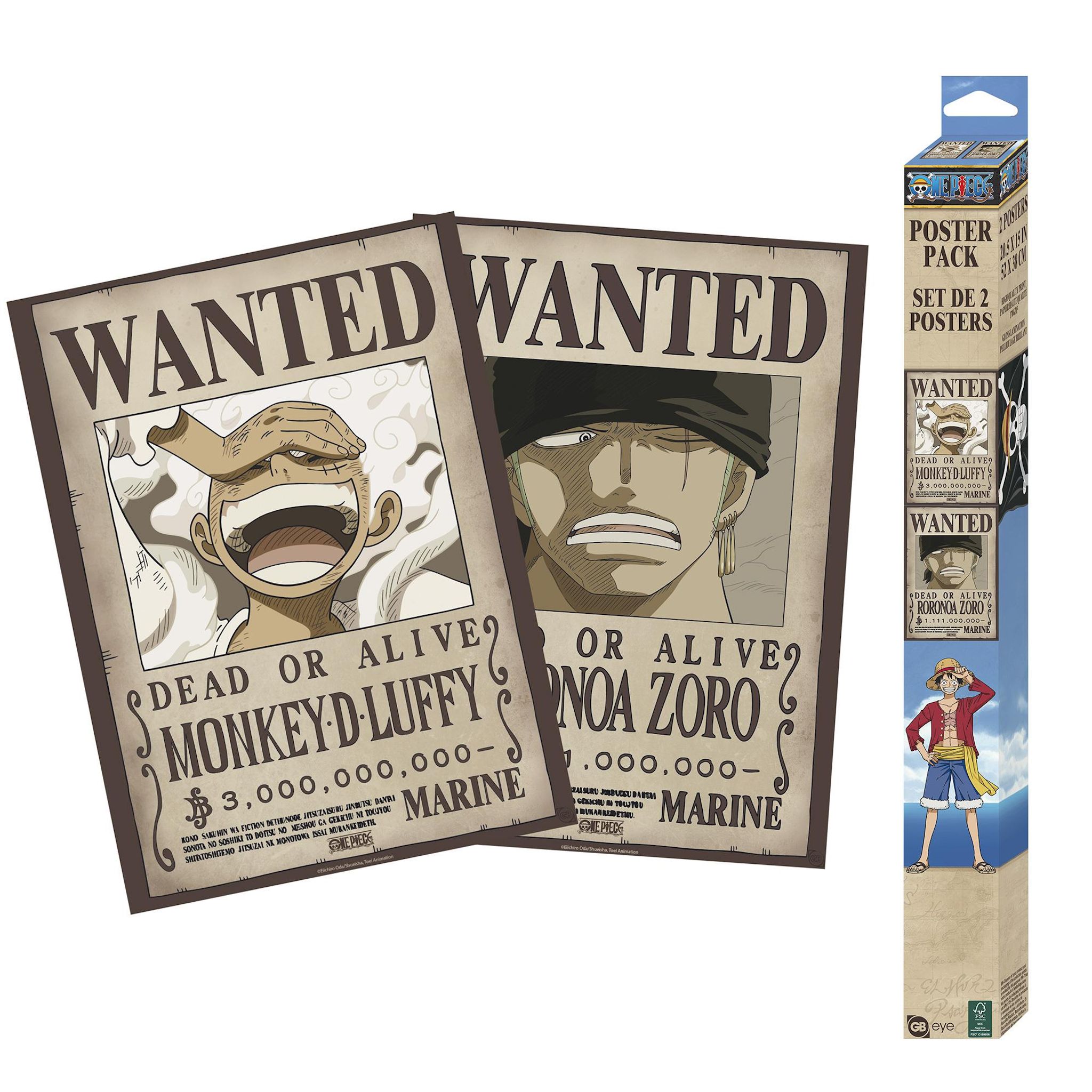 ABYSTYLE Set 2 Chibi Posters Wanted Luffy & Zoro pas cher - Auchan.fr