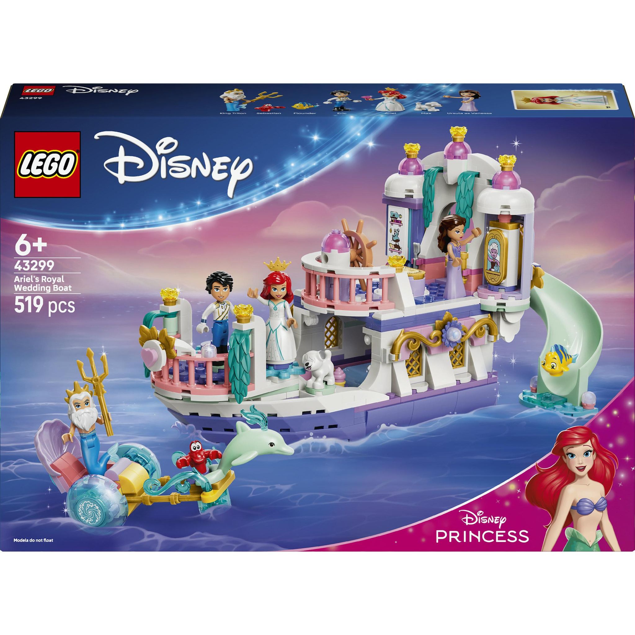 LEGO Disney Princess 43299 - Le bateau du mariage royal d'Ariel pas ...