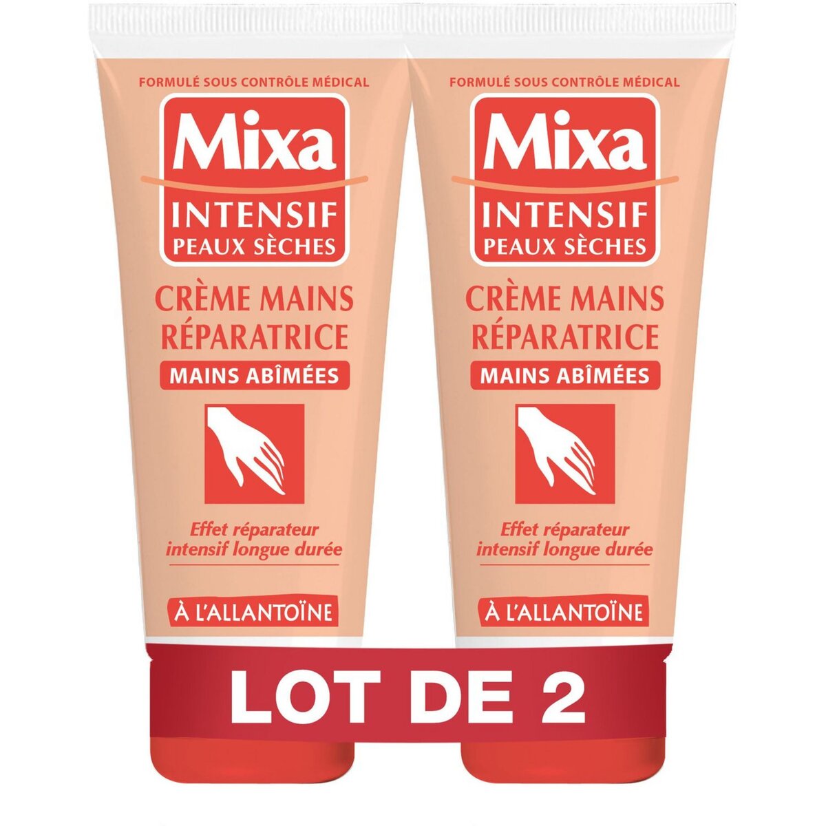 MIXA Crème réparatrice à l'allantoine mains abîmées 2x100ml pas cher ...