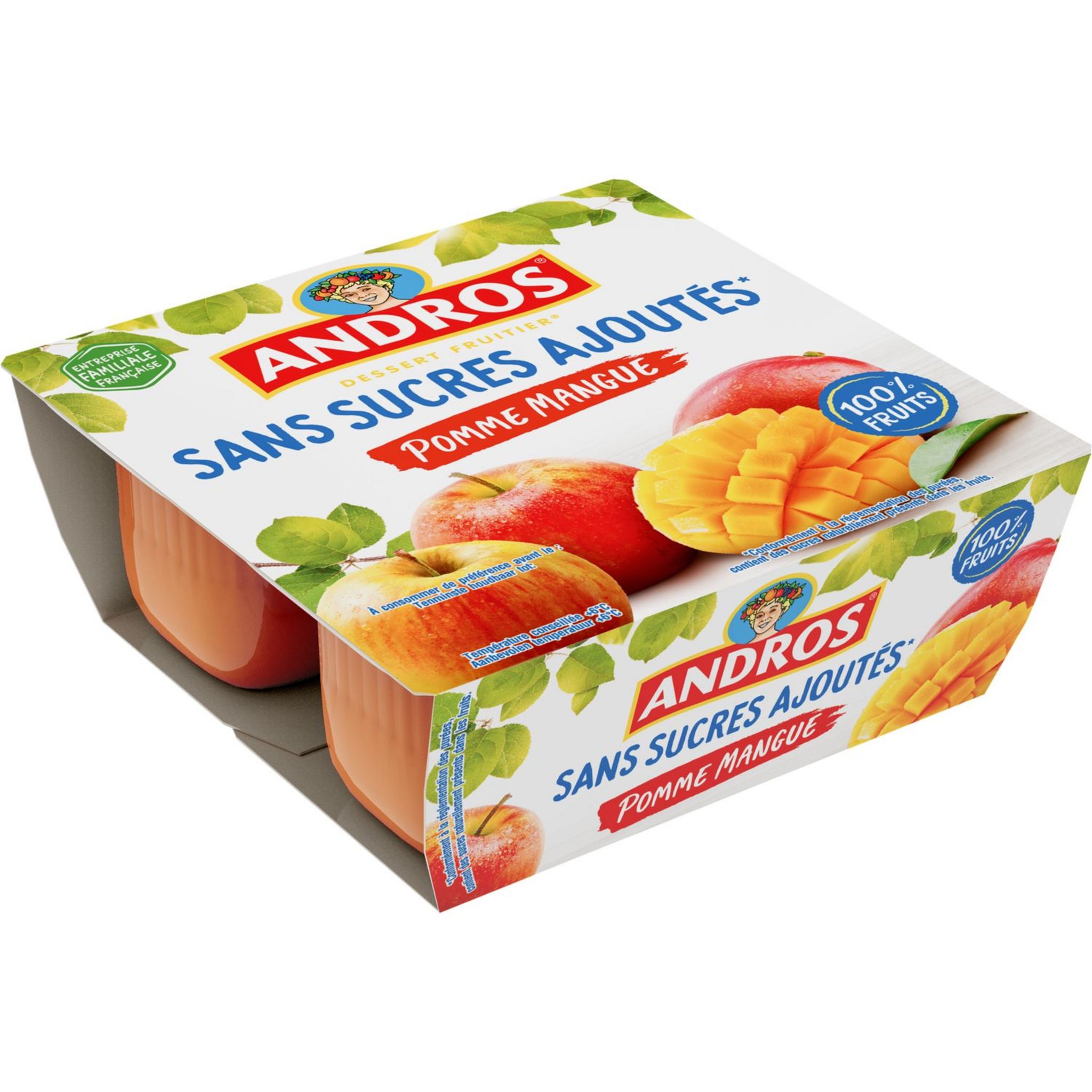 ANDROS Spécialité pomme mangue sans sucres ajoutés 4x100g pas cher ...