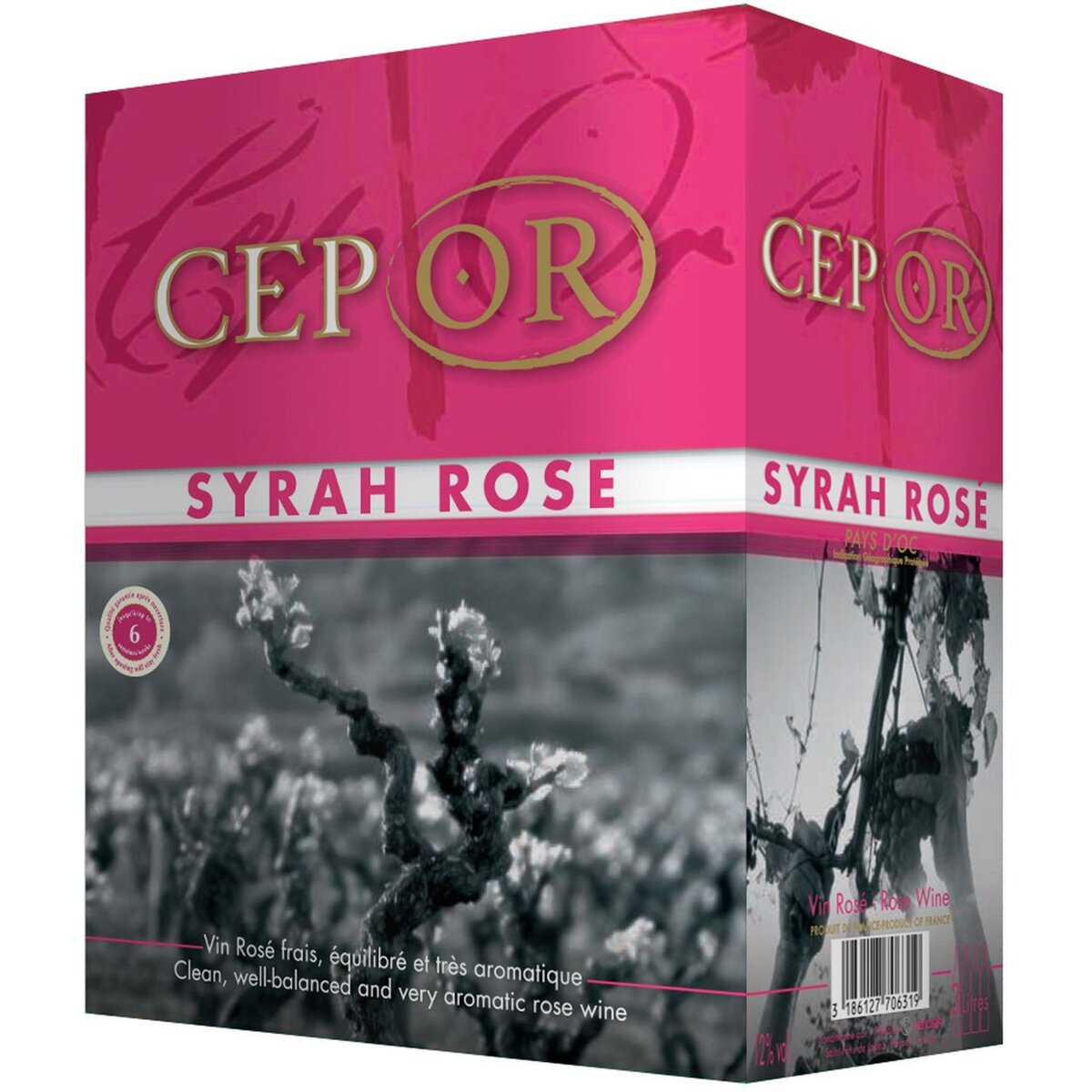 IGP Pays-d'Oc Syrah rosé cubi 3l pas cher - Auchan.fr