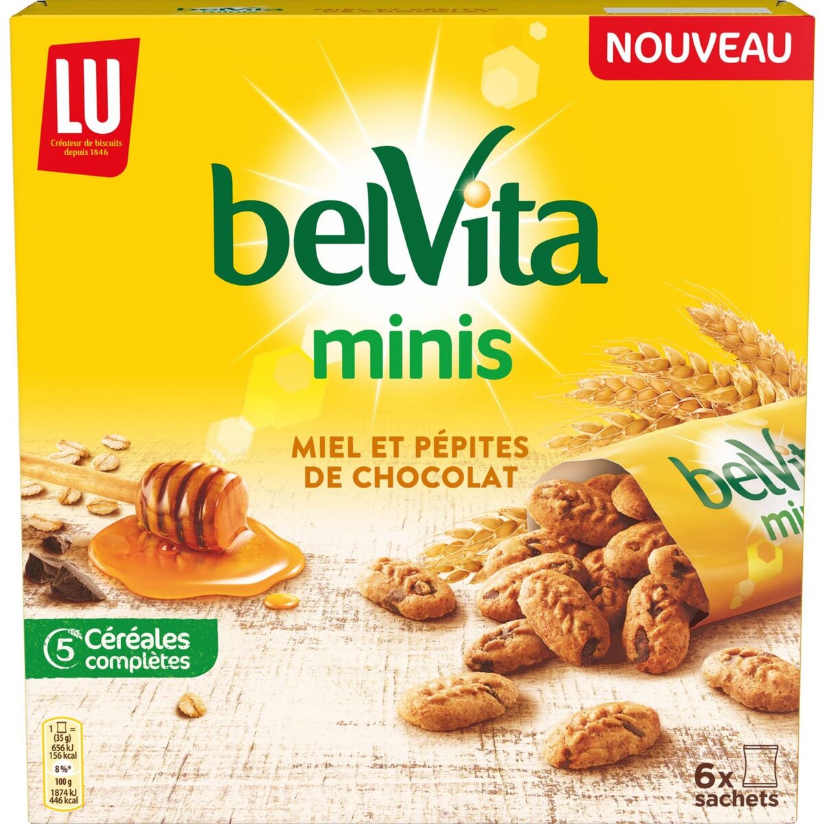 BELVITA Mini biscuits petit-déjeuner miel et pépites de chocolat 6 ...