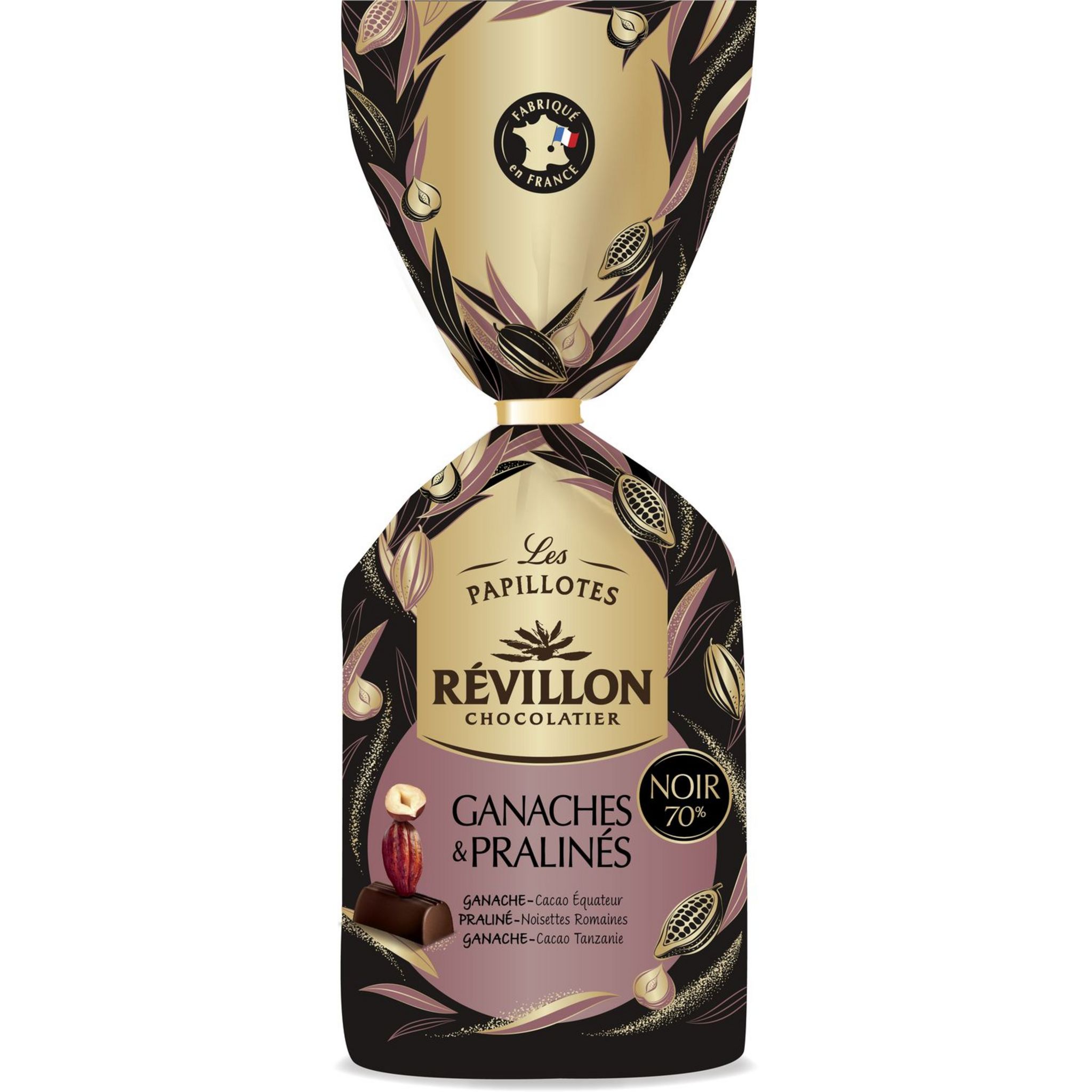 REVILLON Revillon ganaches pralinés chocolat noir 70% 375g pas cher ...