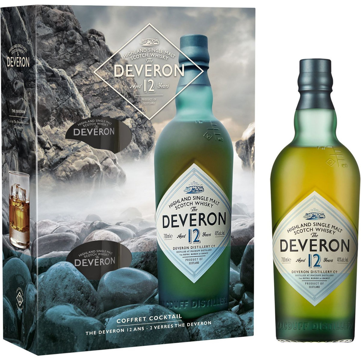 DEVERON Scotch Whisky single malt Highland 40% 12 ans + verres 70cl pas ...