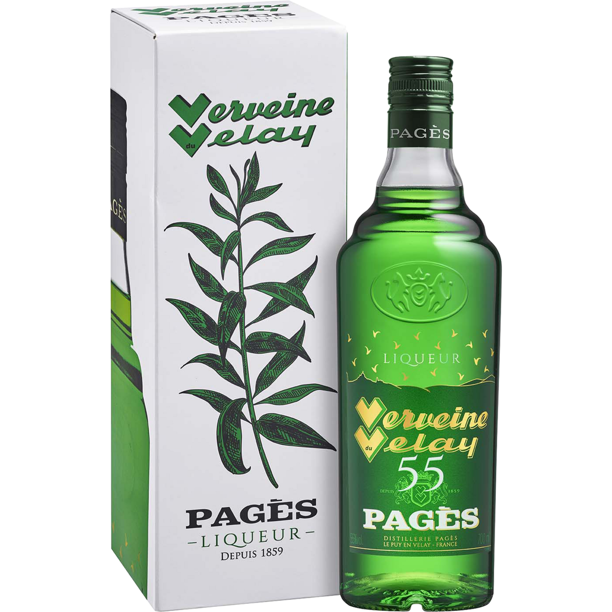 PAGES Verveine du Velay liqueur verte sous etui 55% 70cl pas cher ...
