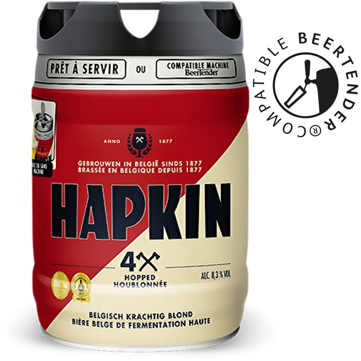 HAPKIN Bière blonde belge de fermentation haute fût 8,3% 5l pas cher - Auchan.fr