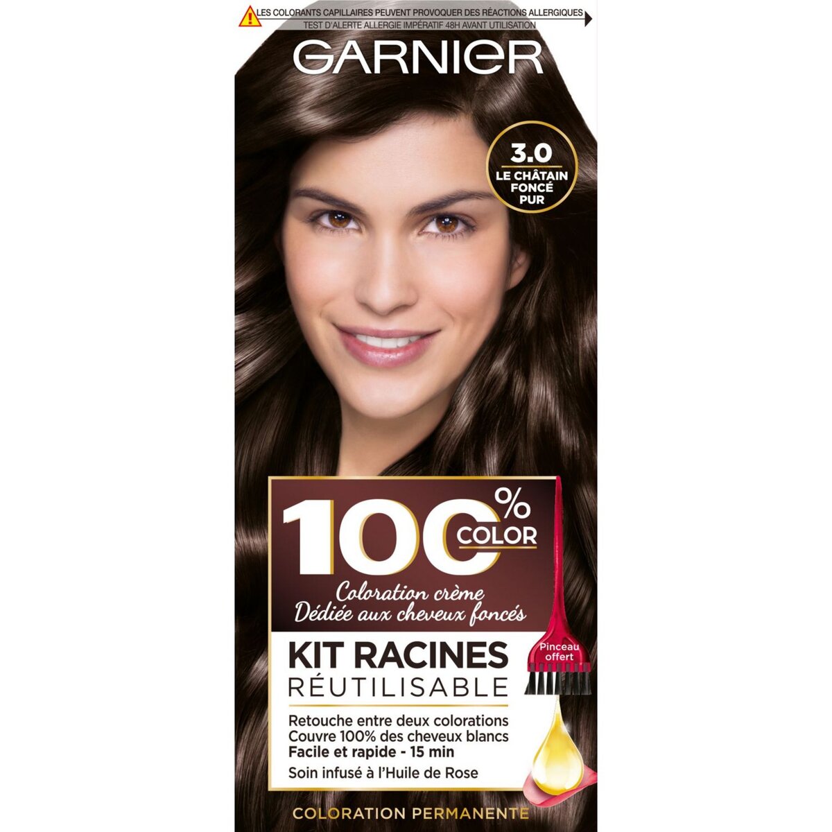 GARNIER 100% Color Kit retouche coloration permanente pour racines 3.0 ...