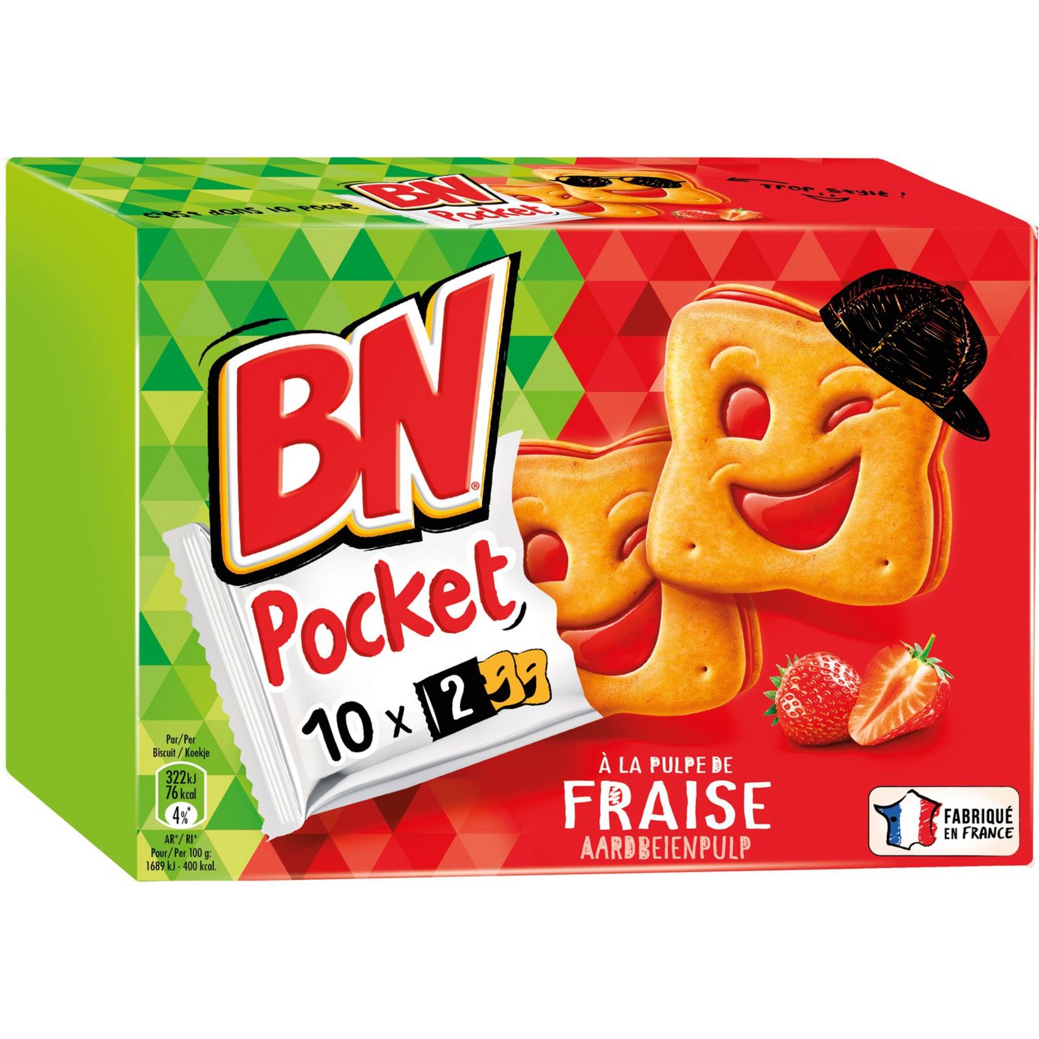 BN Biscuits fourrés à la pulpe de fraise sachets fraîcheur 10x2 ...