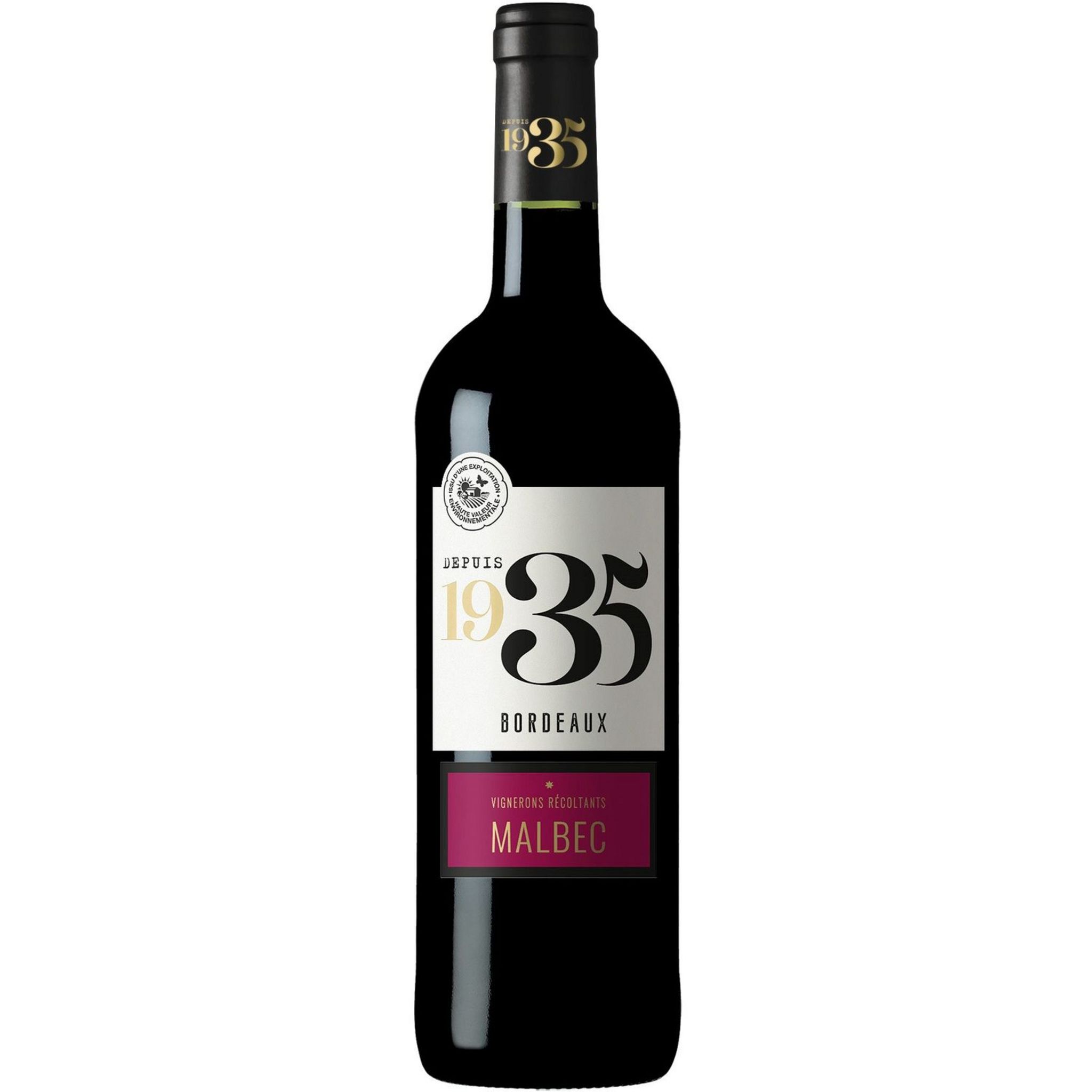 Vin rouge AOP Bordeaux Depuis 1935 Cuvée Malbec 2019 75cl pas cher ...