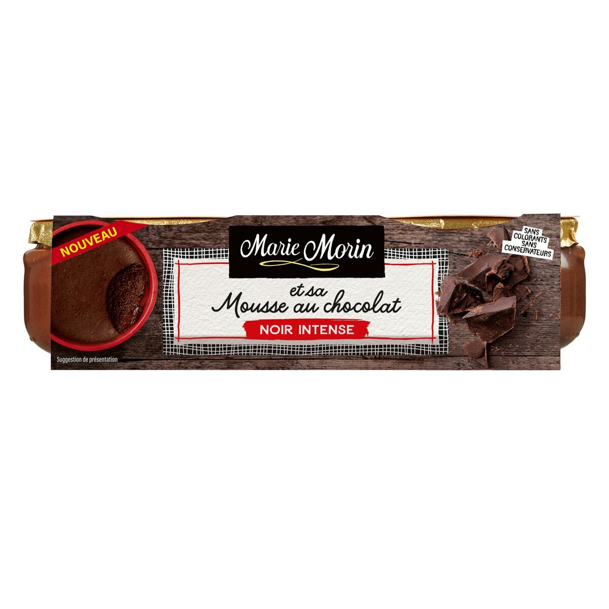 MARIE MORIN Mousse au chocolat noir intense 2x100g pas cher - Auchan.fr