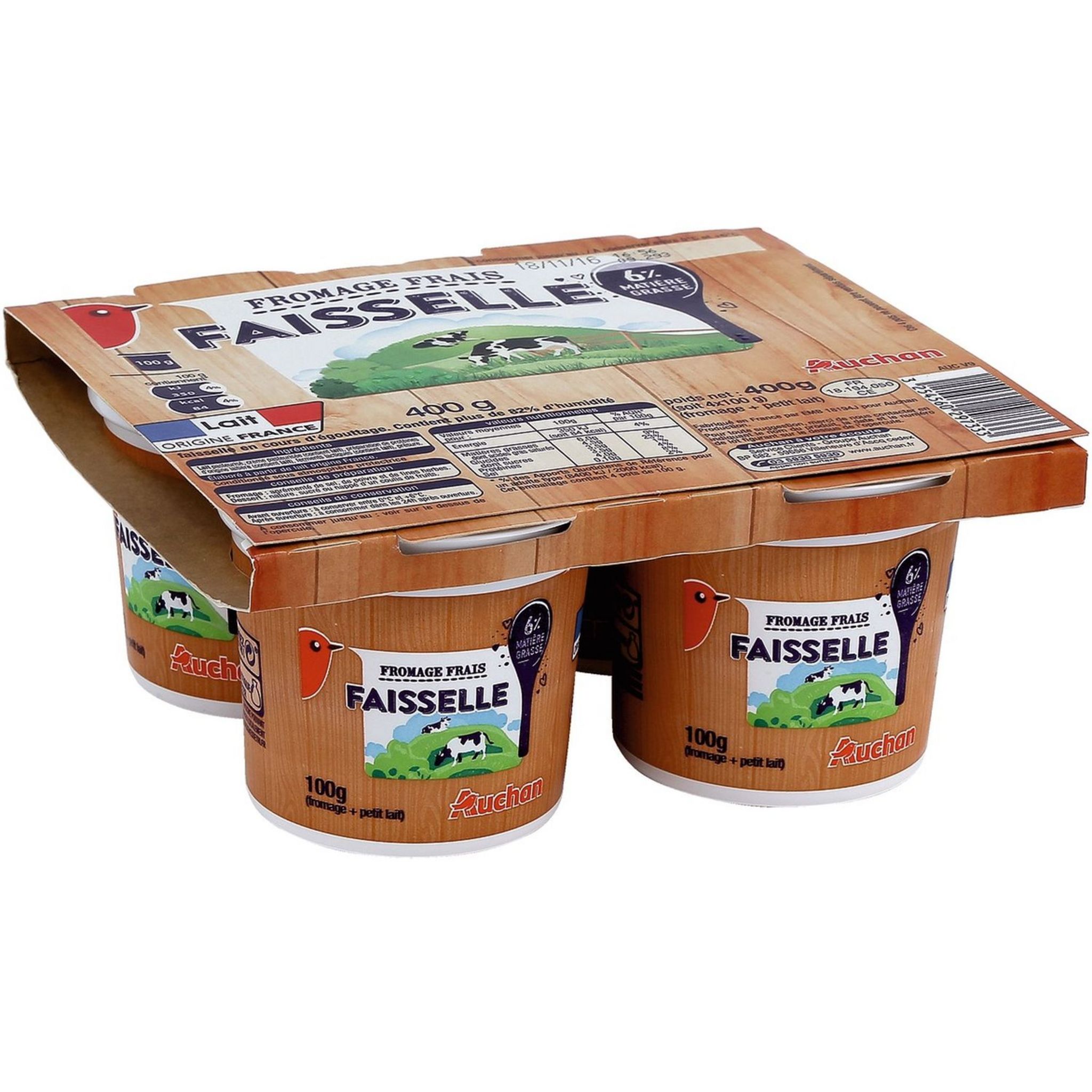 AUCHAN Faisselle 4x100g pas cher - Auchan.fr