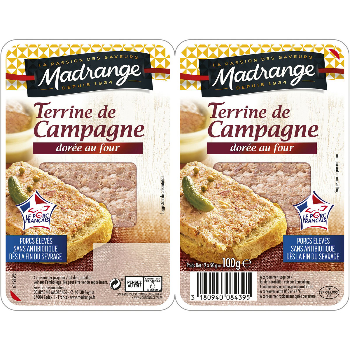 MADRANGE Terrine de campagne 2x50g pas cher - Auchan.fr