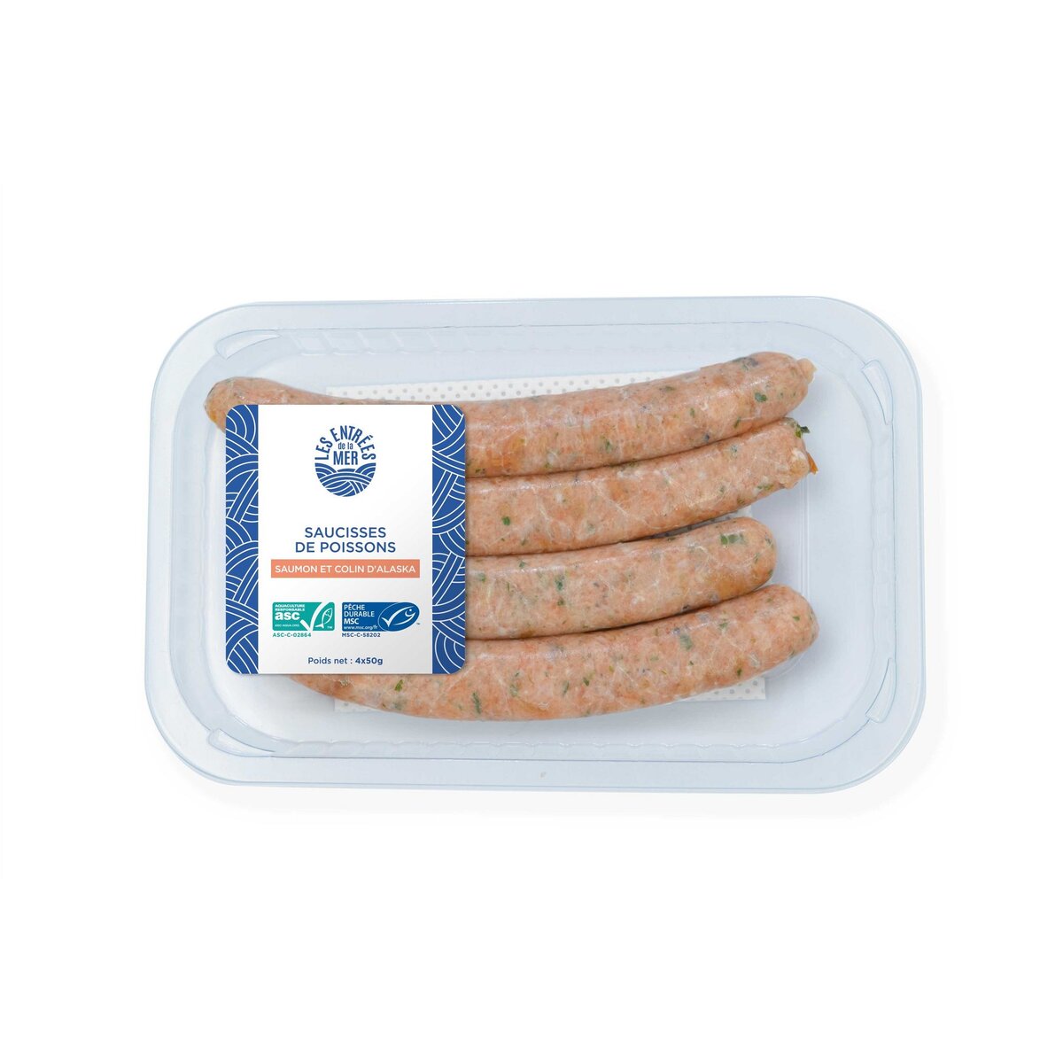 LES ENTREES DE LA MER Saucisses de saumon et colin d'Alaska ASC et MSC ...