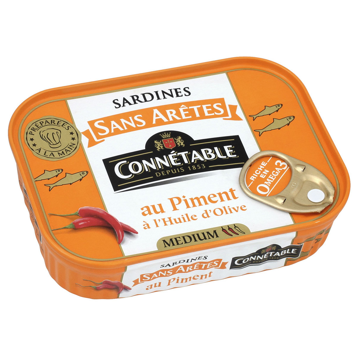 CONNETABLE Sardines au piment à l'huile d'olive piquant Medium 140g pas ...