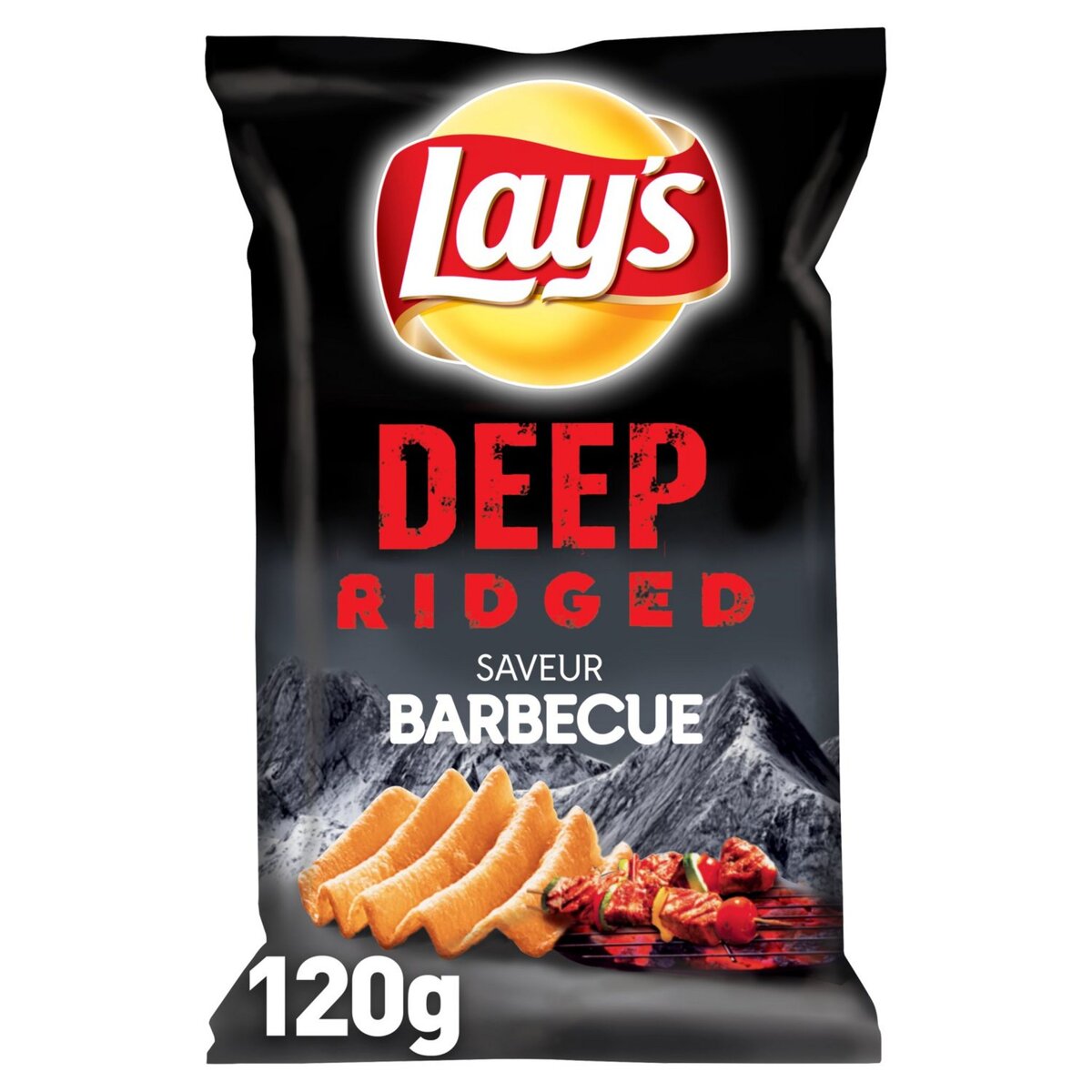 LAY'S Deep ridged chips ondulées saveur barbecue 120g pas cher - Auchan.fr