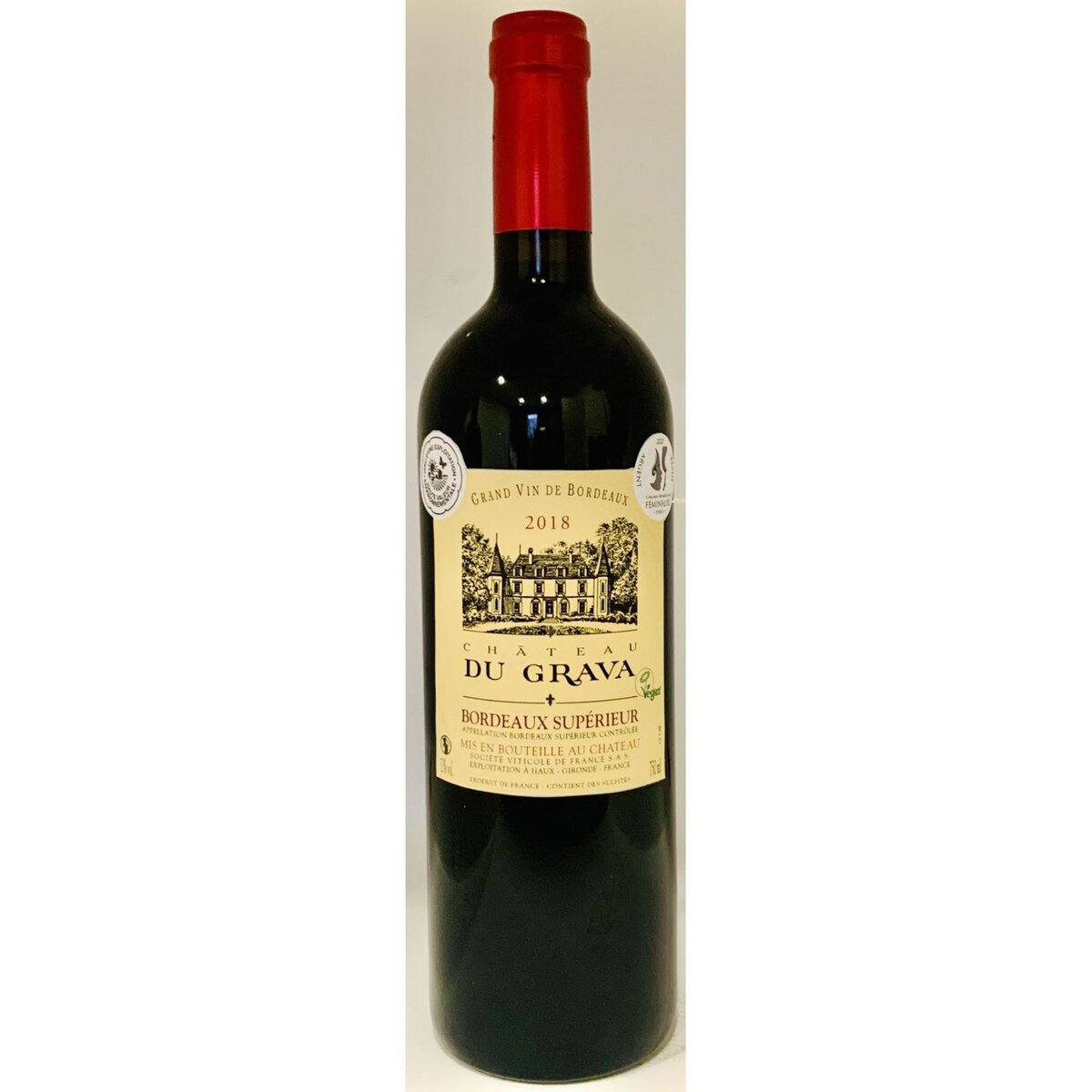 Vin rouge AOP Bordeaux-Supérieur Château Du Grava 75cl pas cher - Auchan.fr