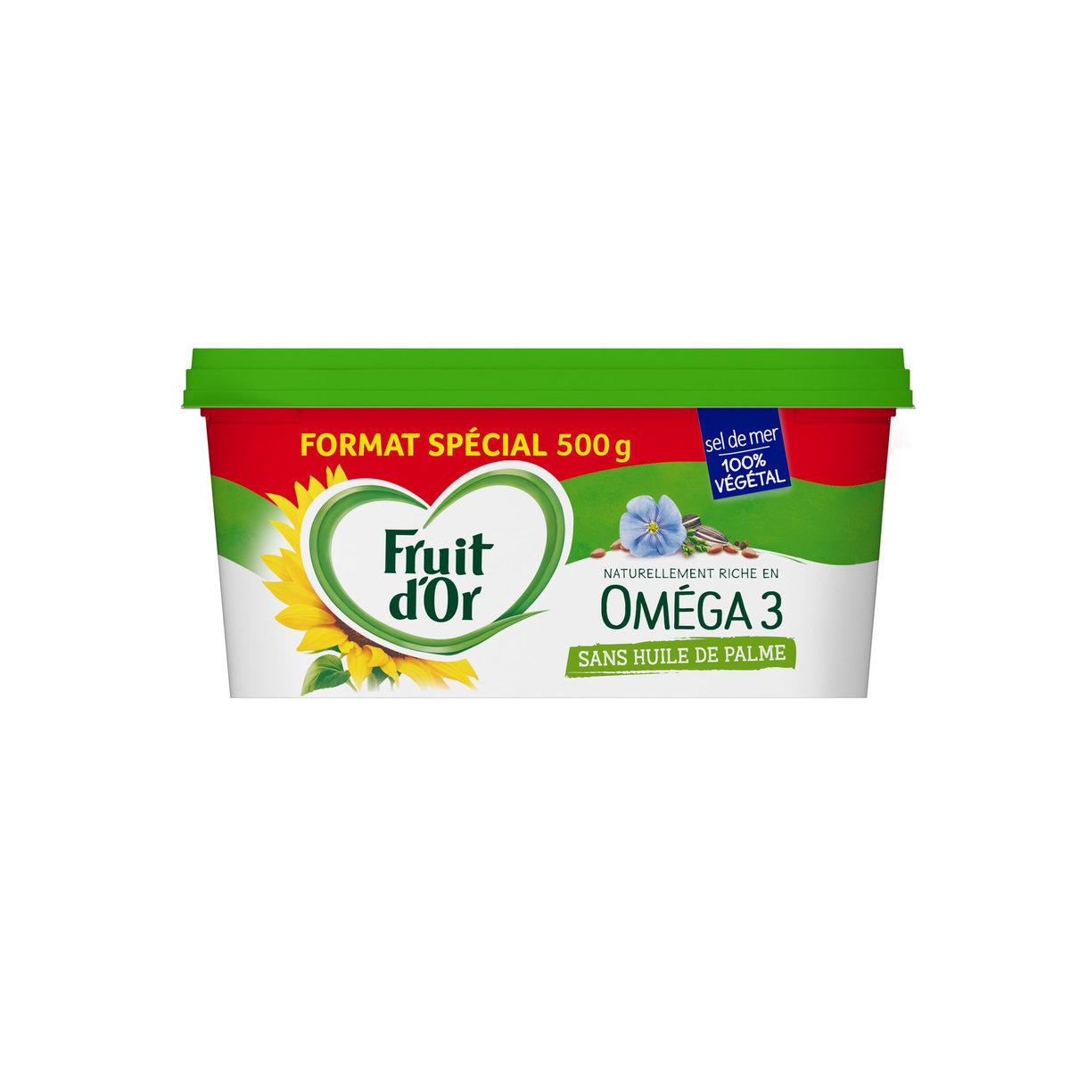 FRUIT D'OR Margarine végétale oméga 3 tartine et cuisson demi-sel 500g ...