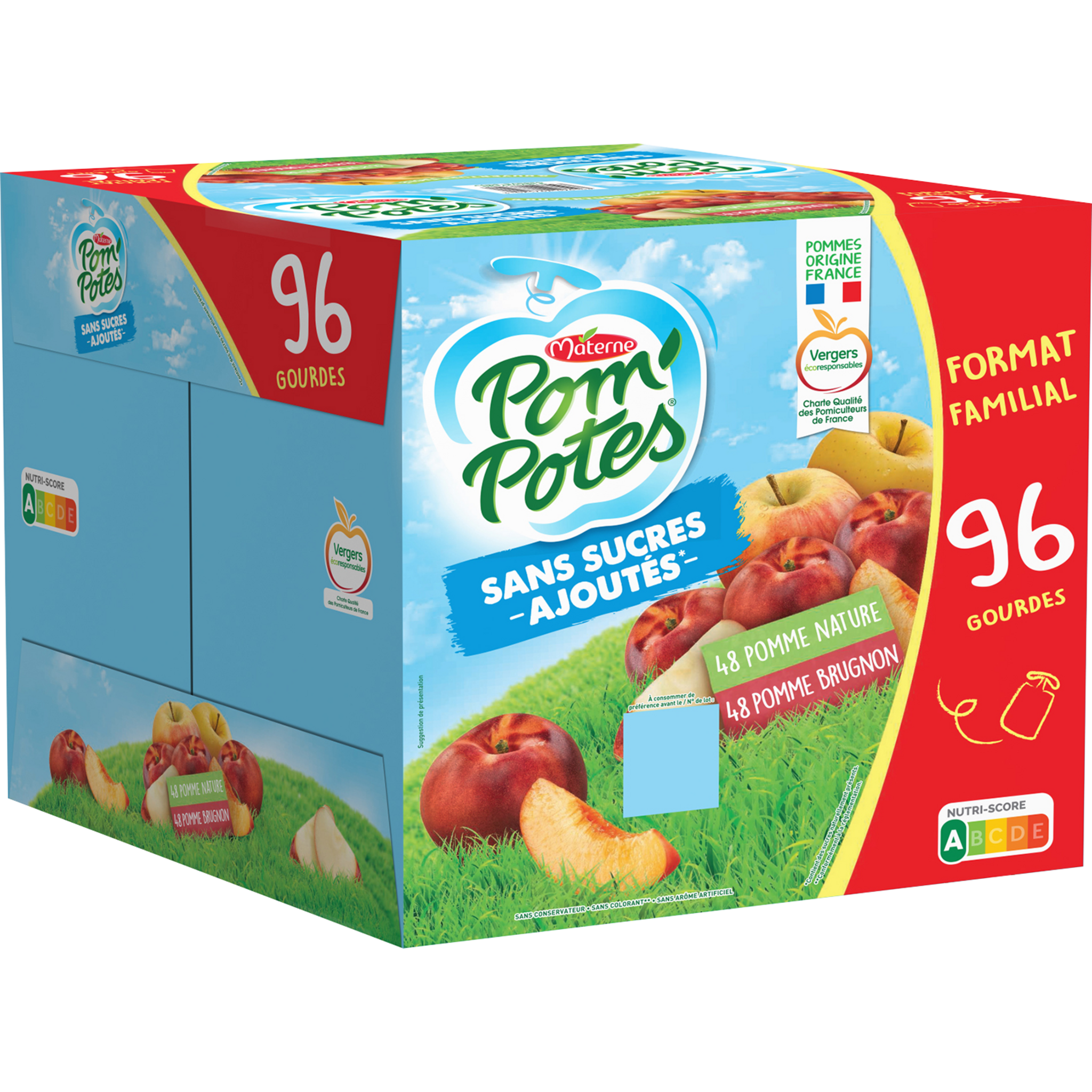POM'POTES Gourdes pomme et pomme brugnon 96x90g pas cher - Auchan.fr